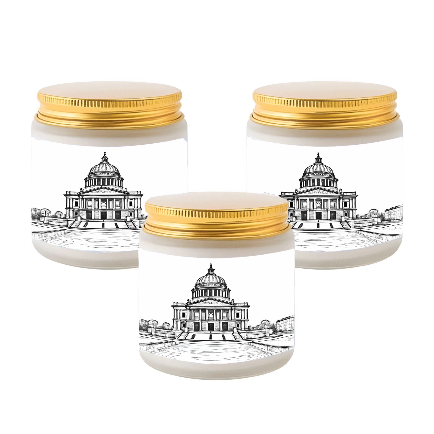 3 Pack Scented Soy Wax Candles in Elegant White Jars with Golden Lids ...