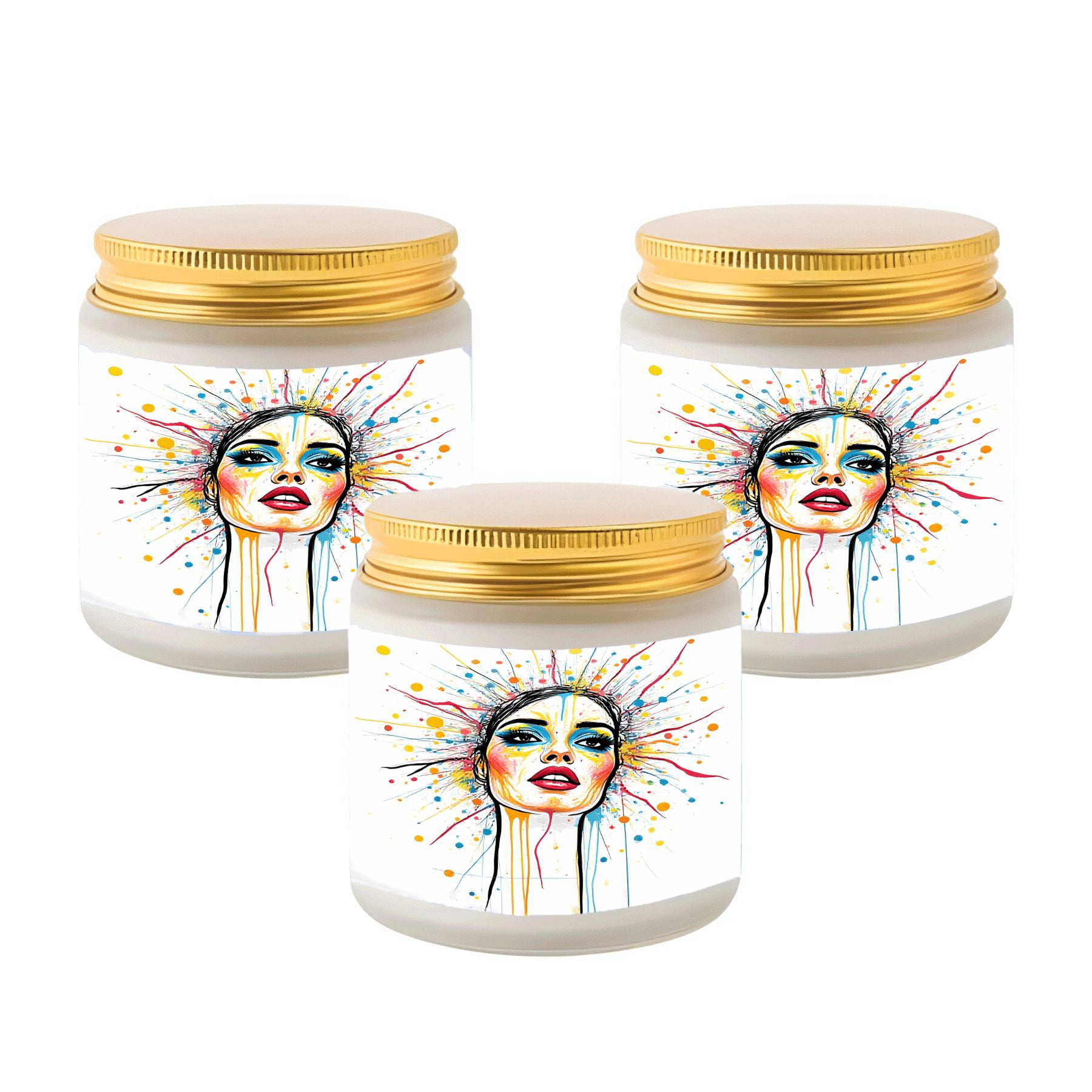 3 Pack Scented Soy Wax Candles in Elegant White Jars with Vibrant ...