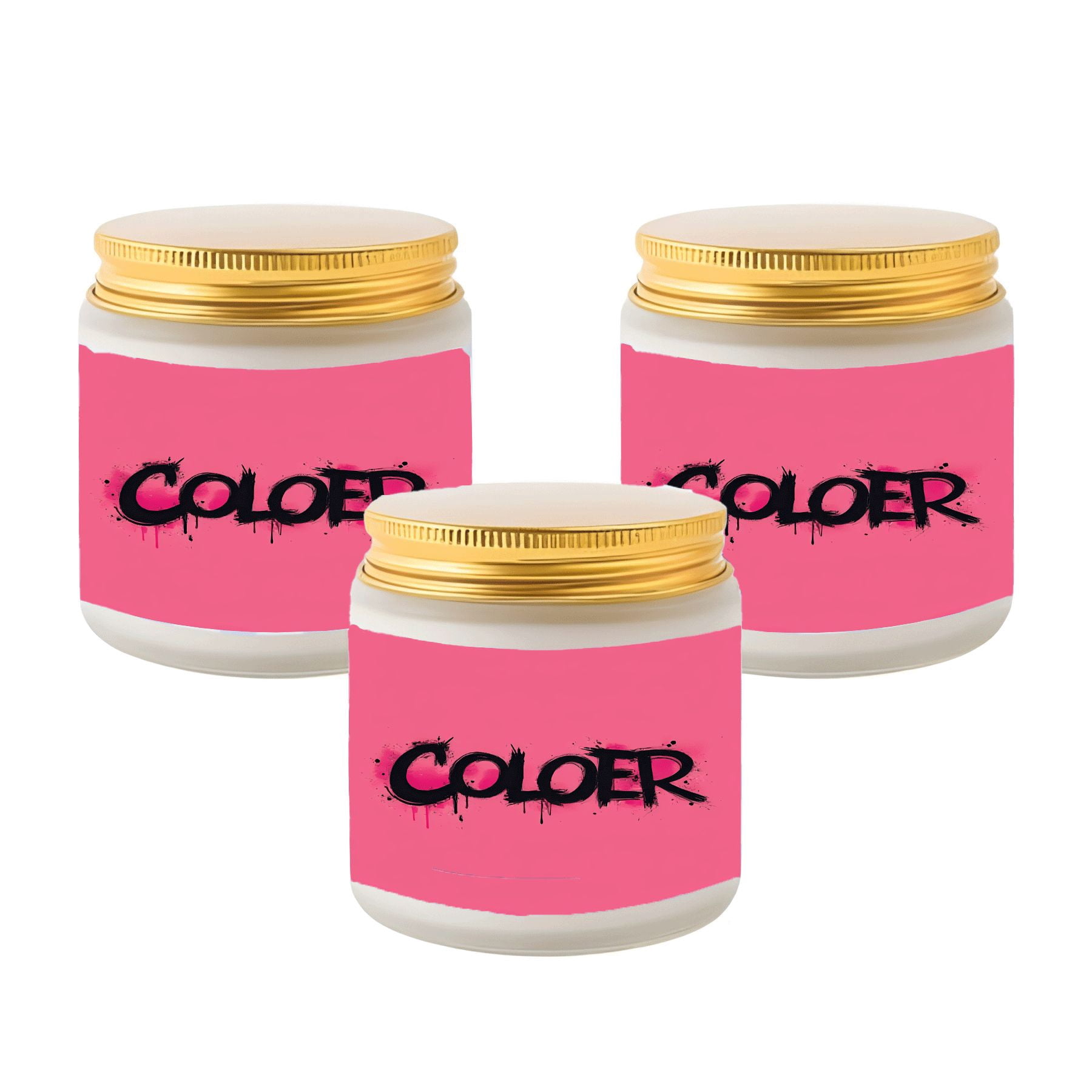 3 Pack Scented Soy Wax Candles in White Jars with Gold Lids & Pink ...