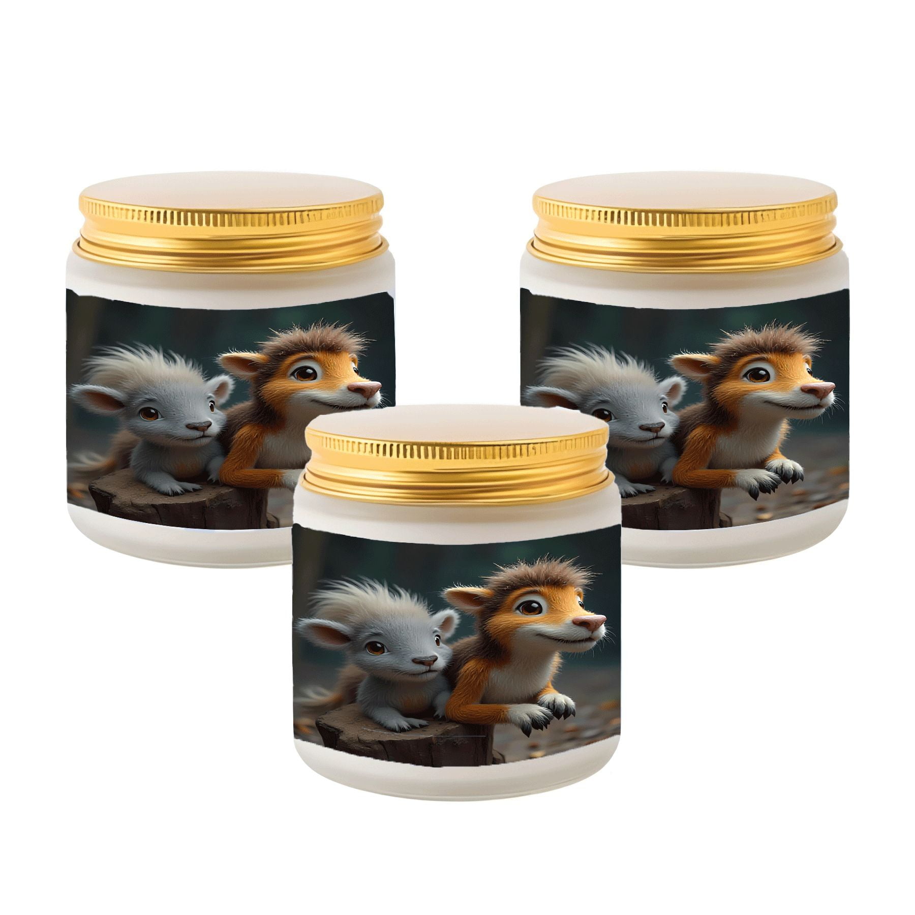 3 Pack Scented Soy Wax Candles with Adorable Gray Mouse & Fox Design ...
