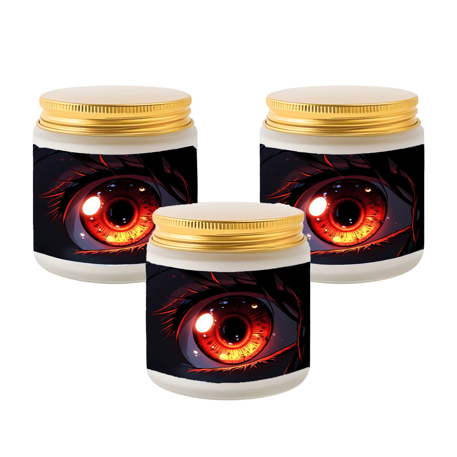 3 Pack Scented Soy Wax Candles with Artistic Eye Design - Vibrant Red ...
