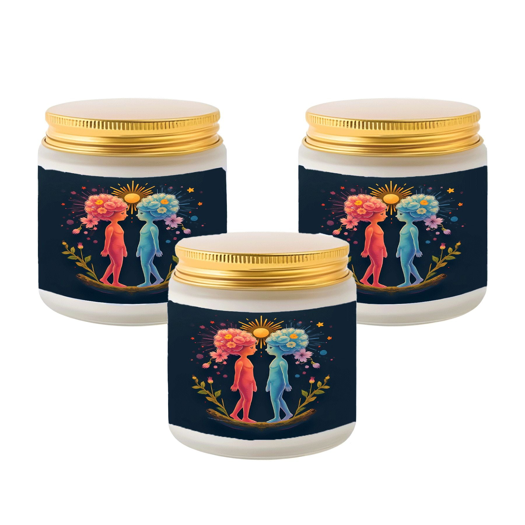 3 Pack Scented Soy Wax Candles with Colorful Humanoid Illustration ...