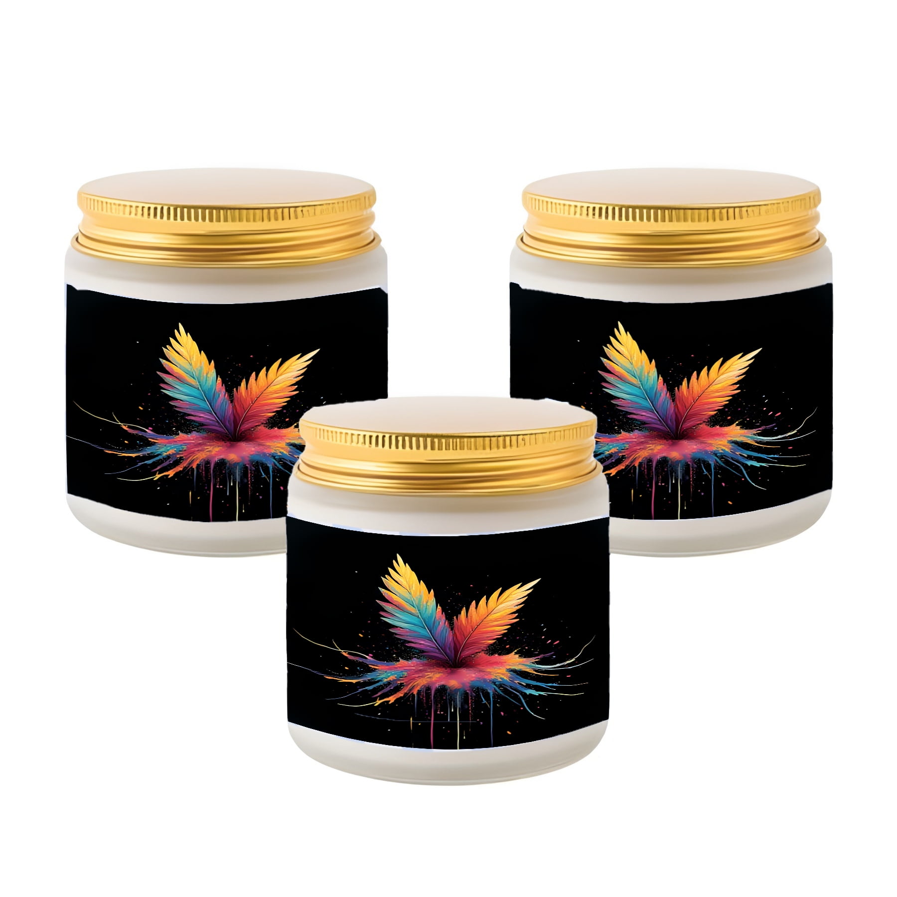 3 Pack Scented Soy Wax Candles with Colorful Leaf Design & Vibrant ...