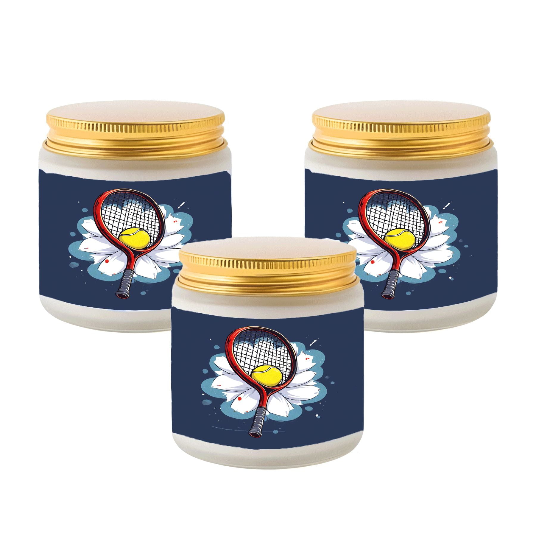 3 Pack Scented Soy Wax Candles with Colorful Tennis Racket & Ball ...