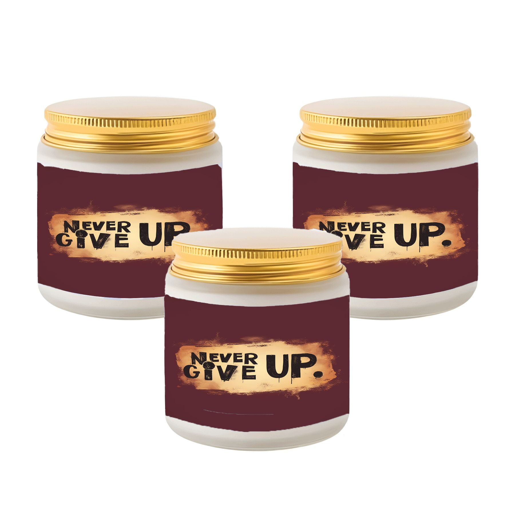 3 Pack Scented Soy Wax Candles with Distressed Maroon Labels & Golden ...