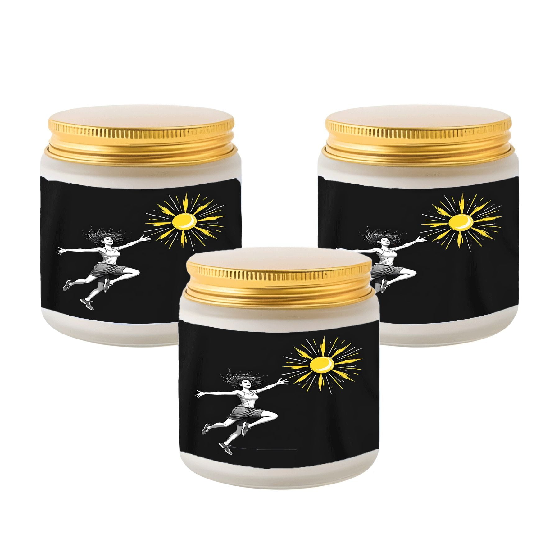 3 Pack Scented Soy Wax Candles with Dynamic Woman & Sun Design ...