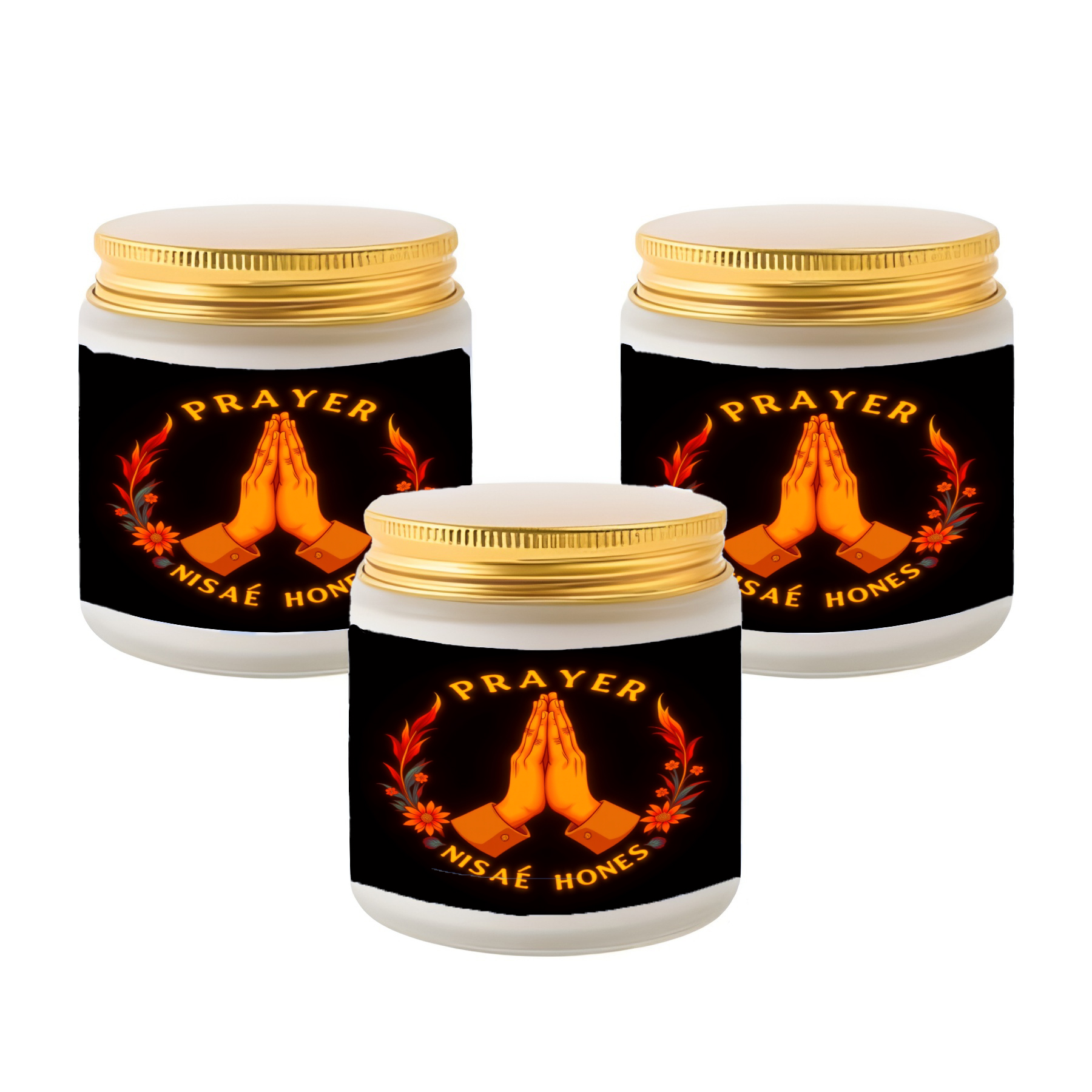 3 Pack Scented Soy Wax Candles with Elegant Black Labels Golden Lids ...