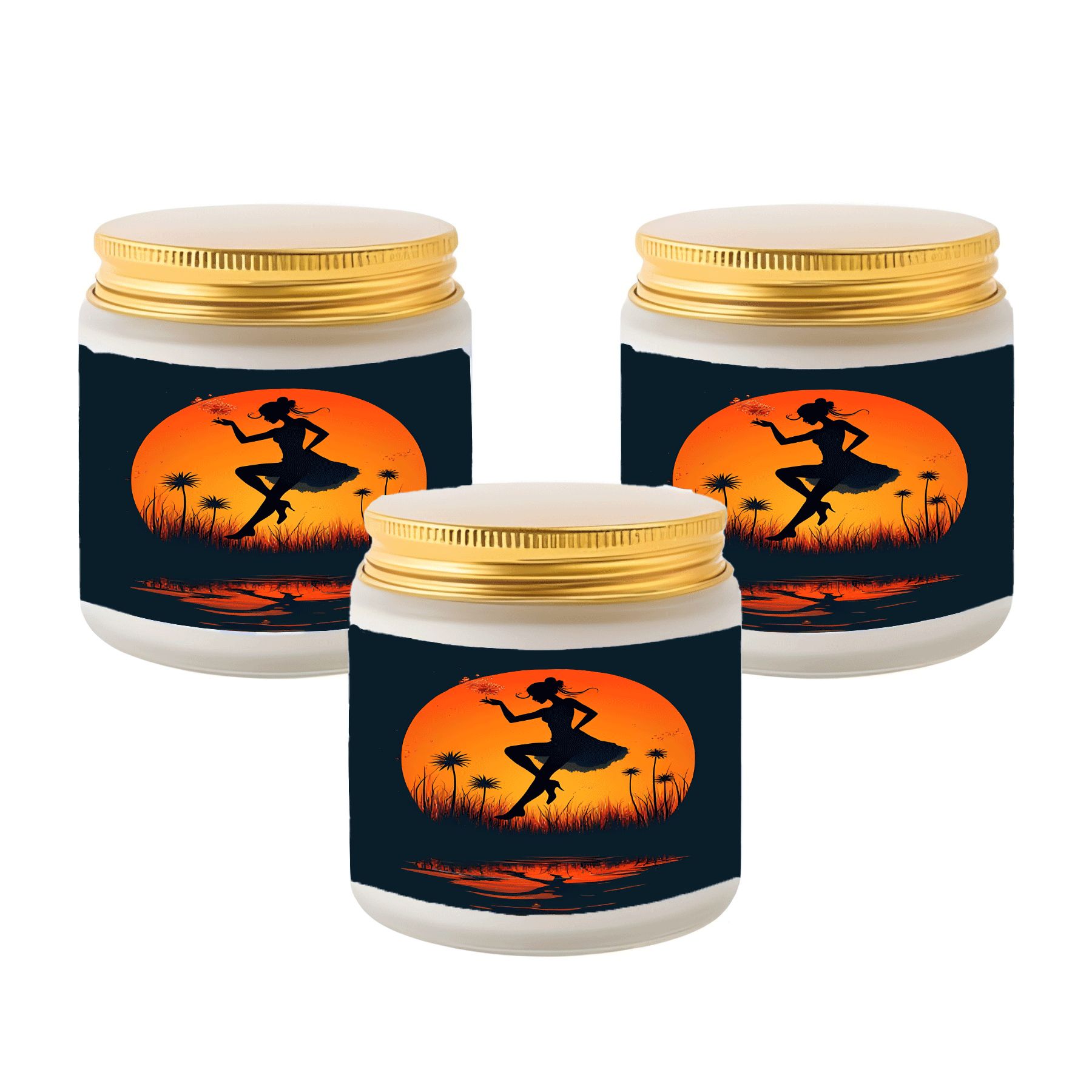 3 Pack Scented Soy Wax Candles with Elegant Dancing Woman Silhouette ...