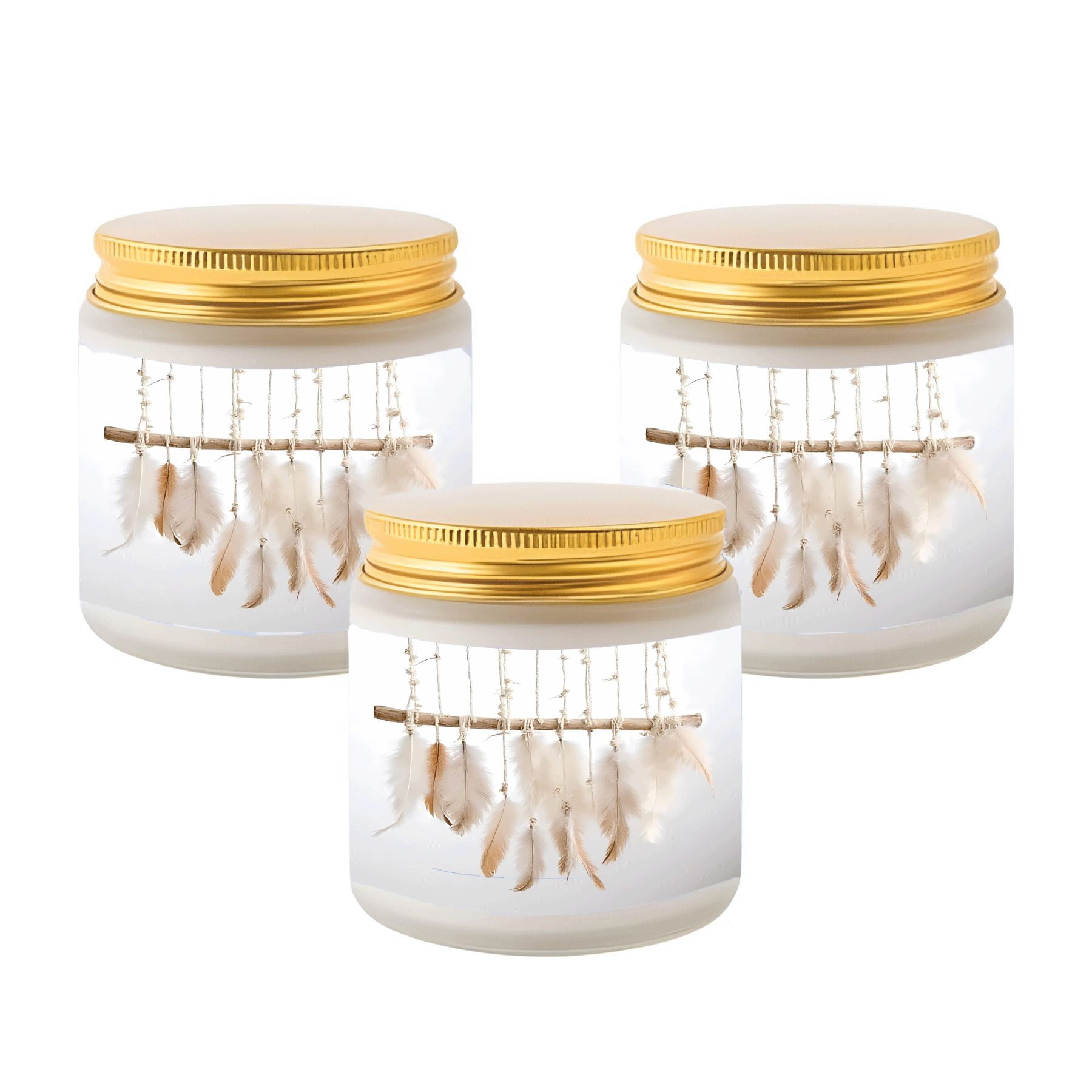 3 Pack Scented Soy Wax Candles with Elegant Feather Design - Perfect ...
