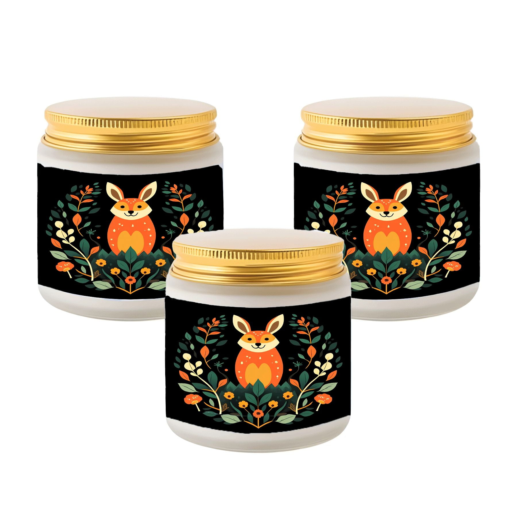 3 Pack Scented Soy Wax Candles with Elegant Fox & Floral Design ...