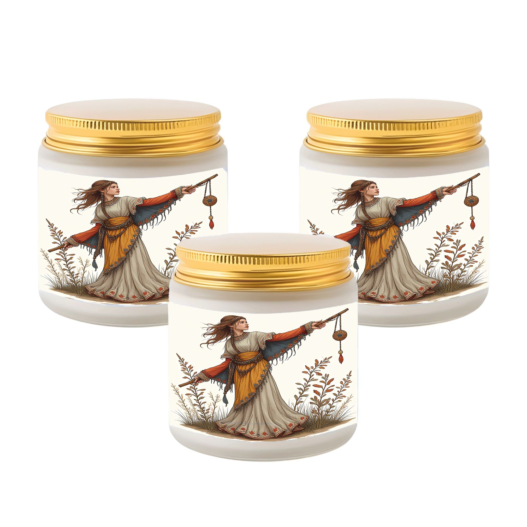 3 Pack Scented Soy Wax Candles with Elegant Medieval Woman Design ...