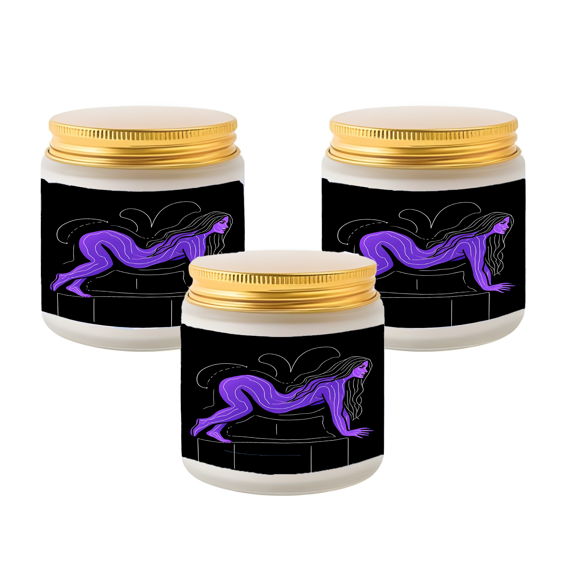 3 Pack Scented Soy Wax Candles with Elegant Purple - Skinned Figure ...