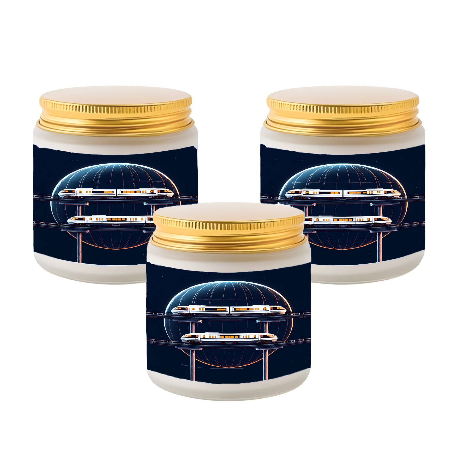 3 Pack Scented Soy Wax Candles with Futuristic Train Station Design ...