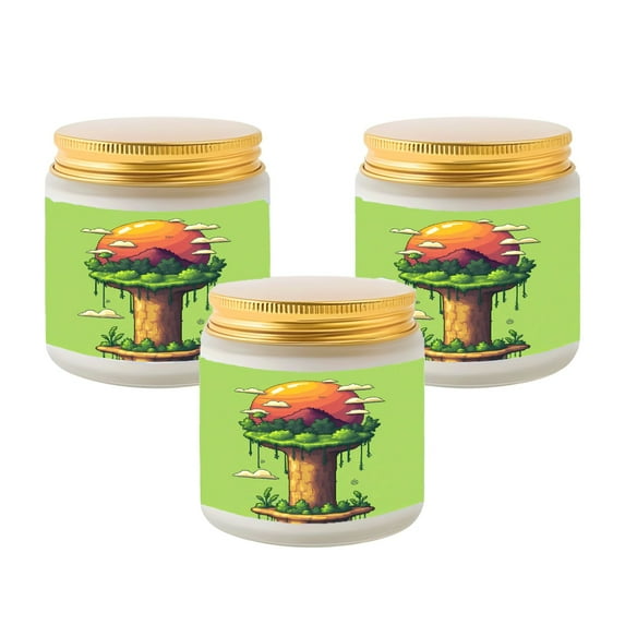 3 Pack Scented Soy Wax Candles with Pixel Art Tree Design & Glowing Sun ...