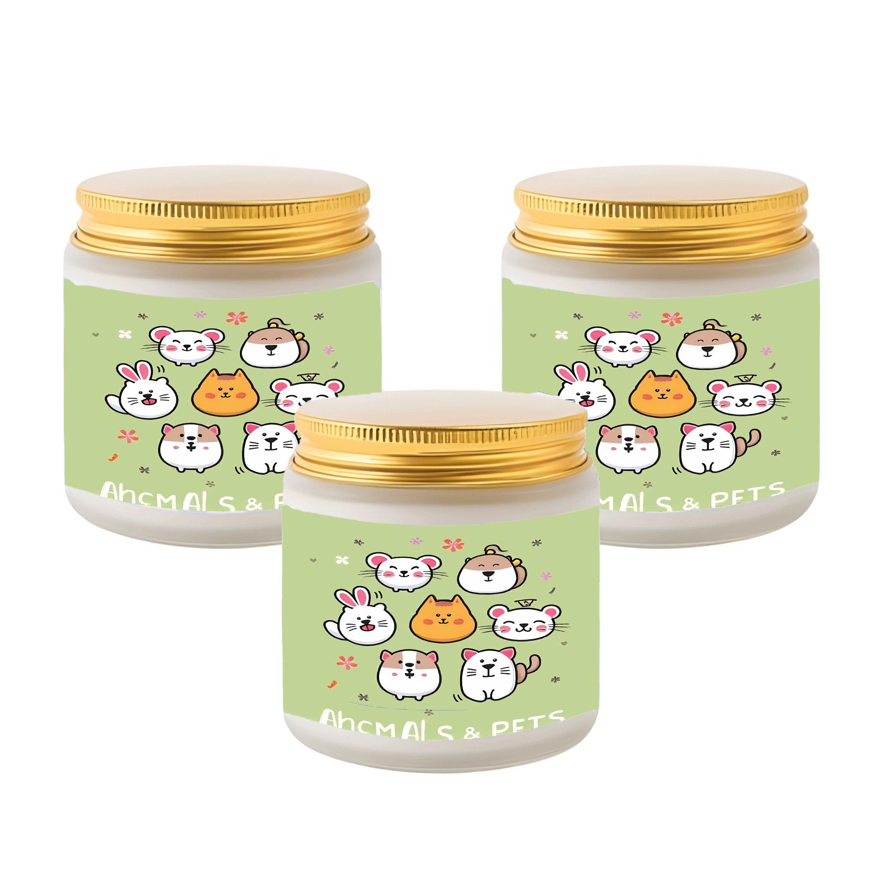 3 Pack Scented Soy Wax Candles with Playful Animal Illustrations ...
