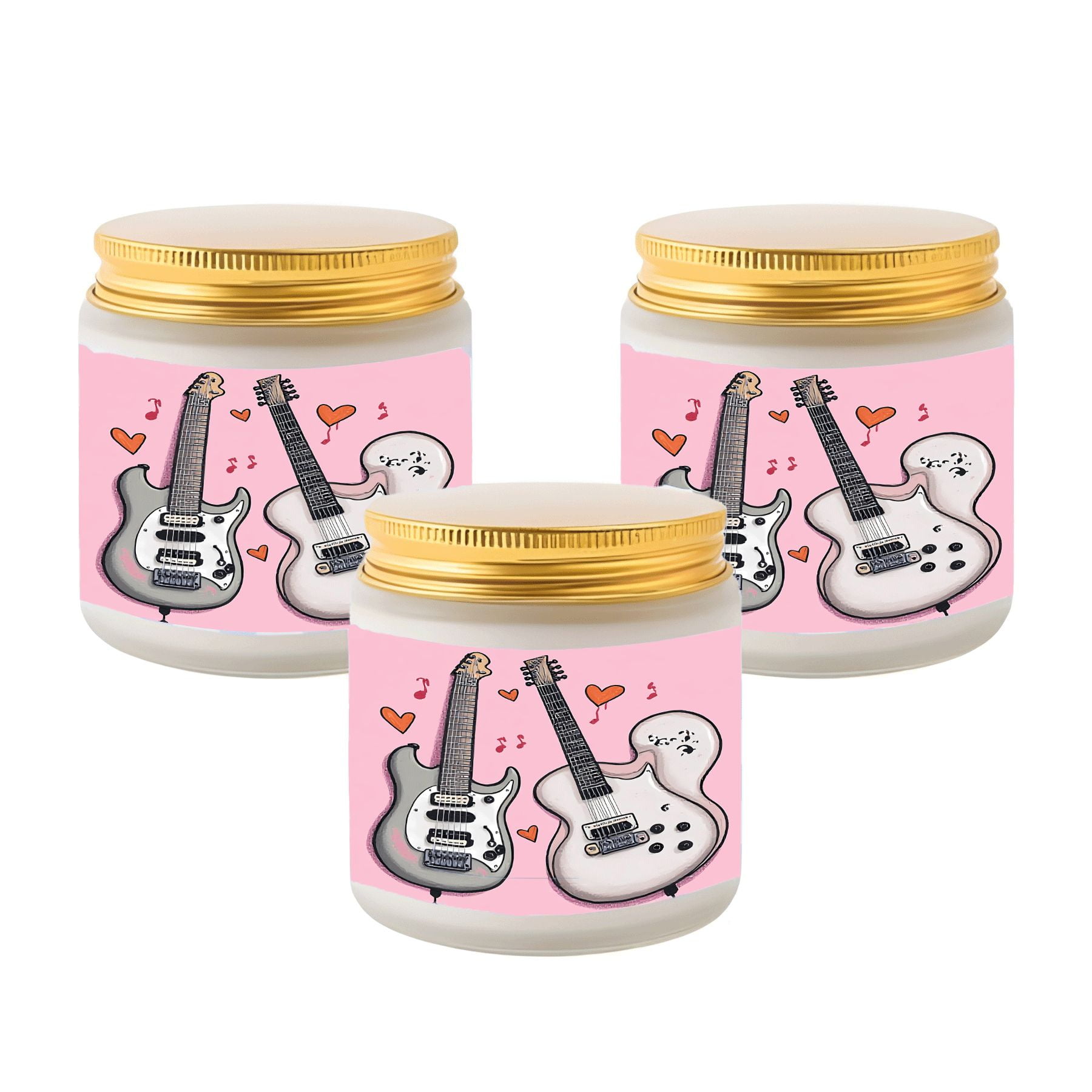 3 Pack Scented Soy Wax Candles with Playful Guitar & Heart Design ...