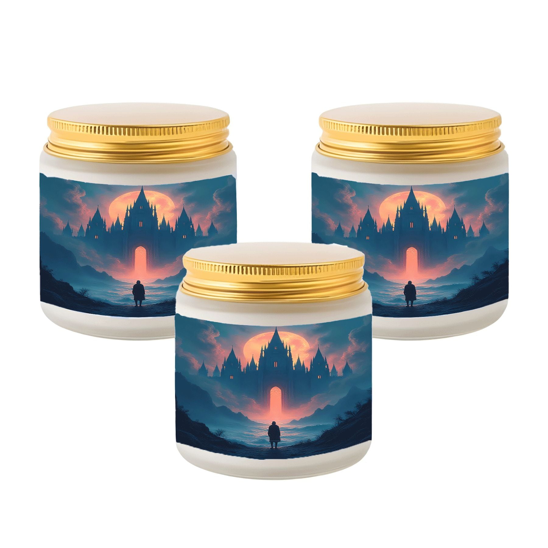 3 Pack Scented Soy Wax Candles with Scenic Castle & Moonlit Landscape ...