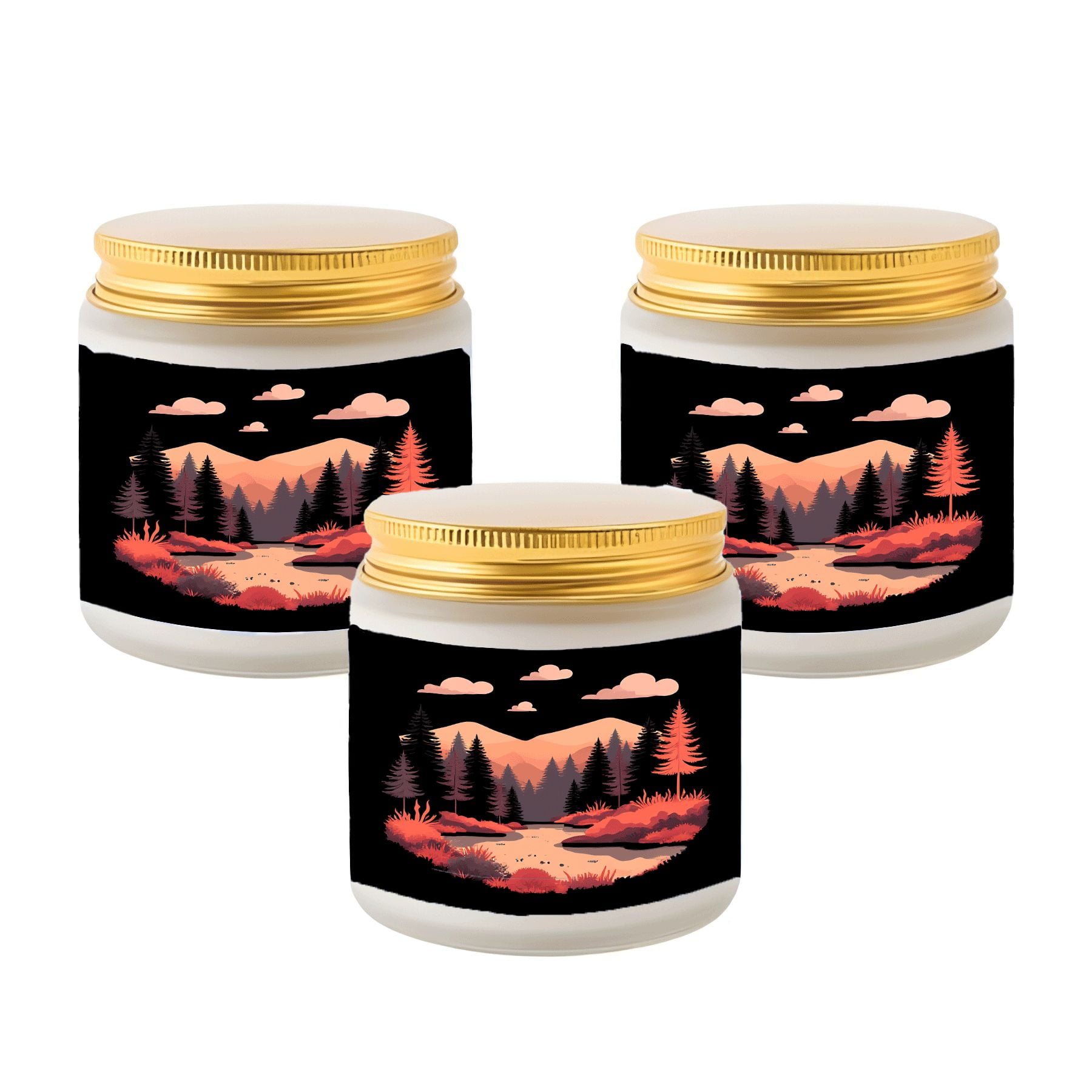 3 Pack Scented Soy Wax Candles with Serene Landscape Design - Colorful ...