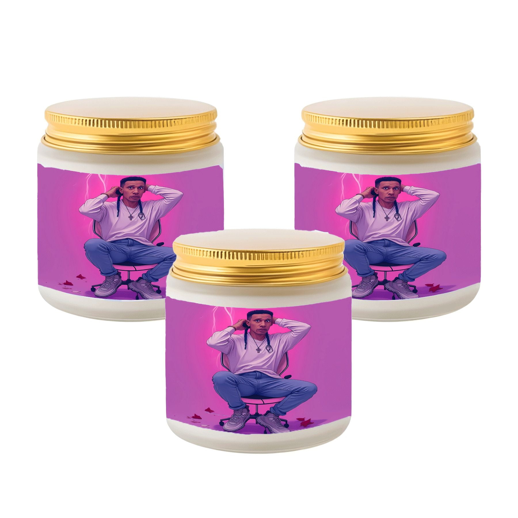 3 Pack Scented Soy Wax Candles with Stylish Purple Labels & Cheerful ...