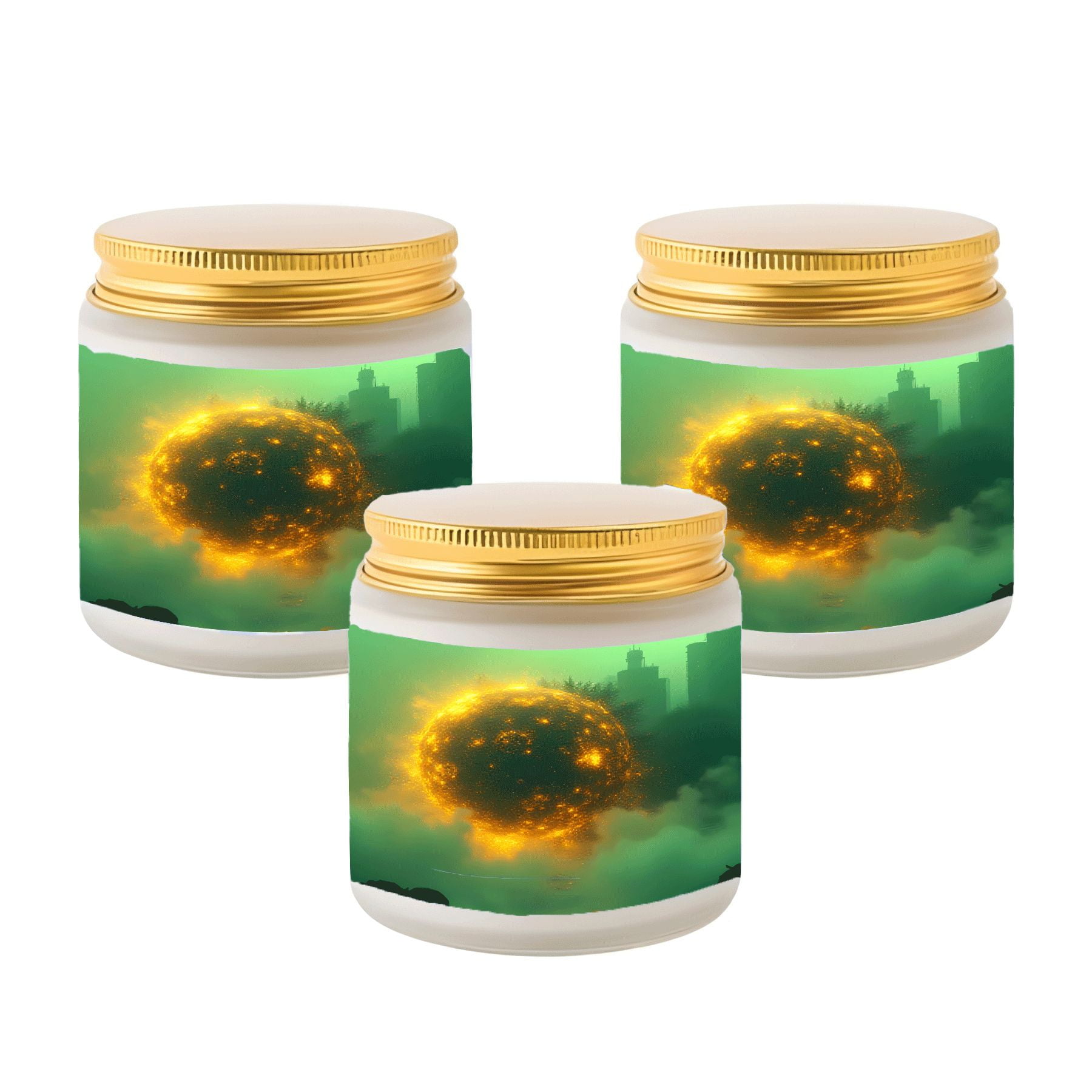 3 Pack Scented Soy Wax Candles with Surreal Golden Orb Design ...