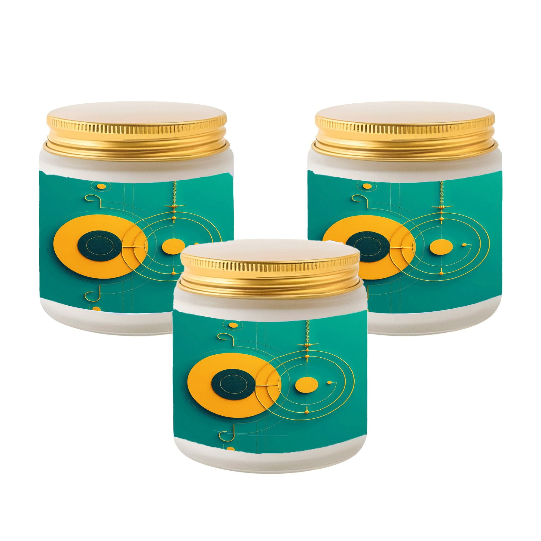 3 Pack Scented Soy Wax Candles with Teal Abstract Label Concentric ...