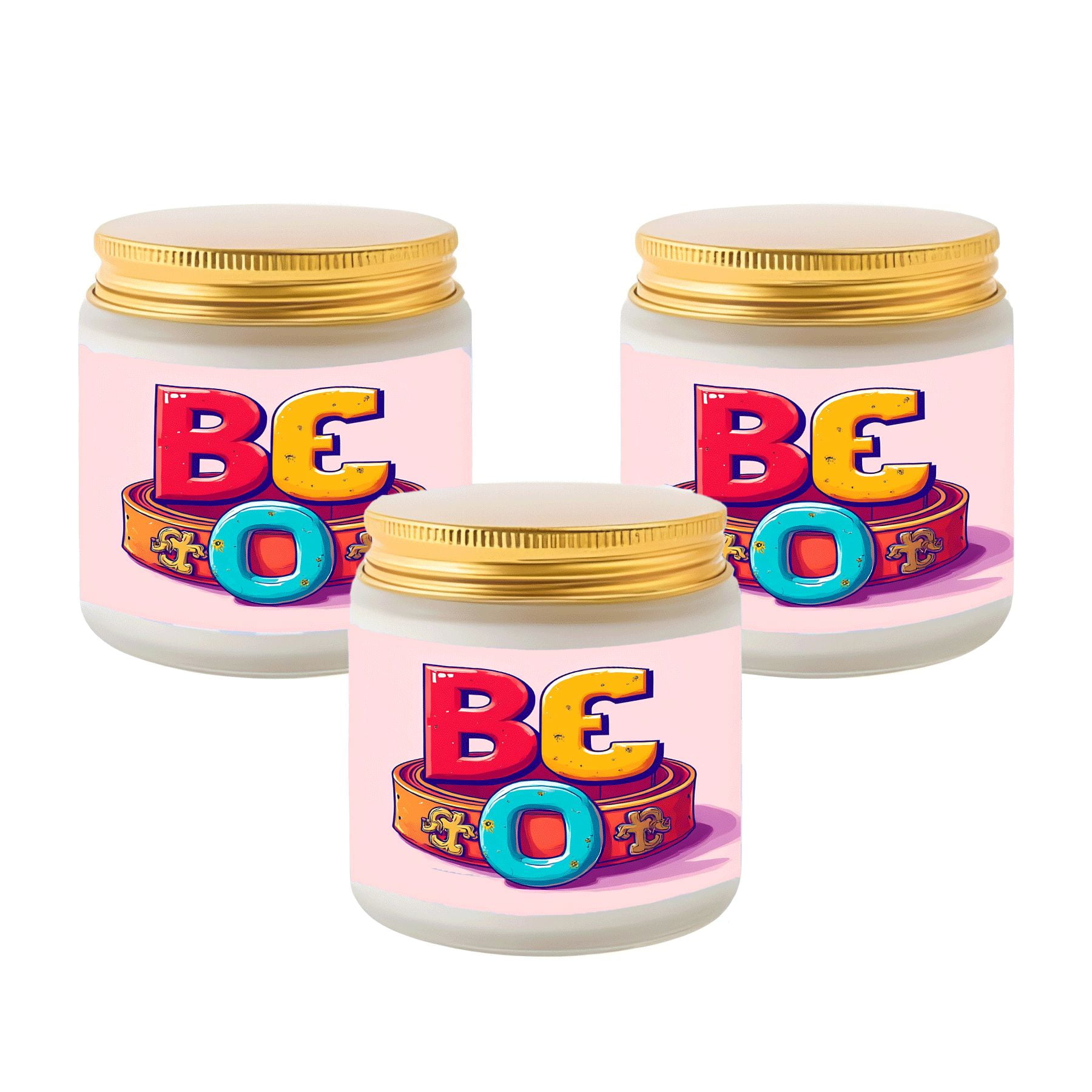 3 Pack Scented Soy Wax Candles with Vibrant ' BEO ' Design Colorful ...