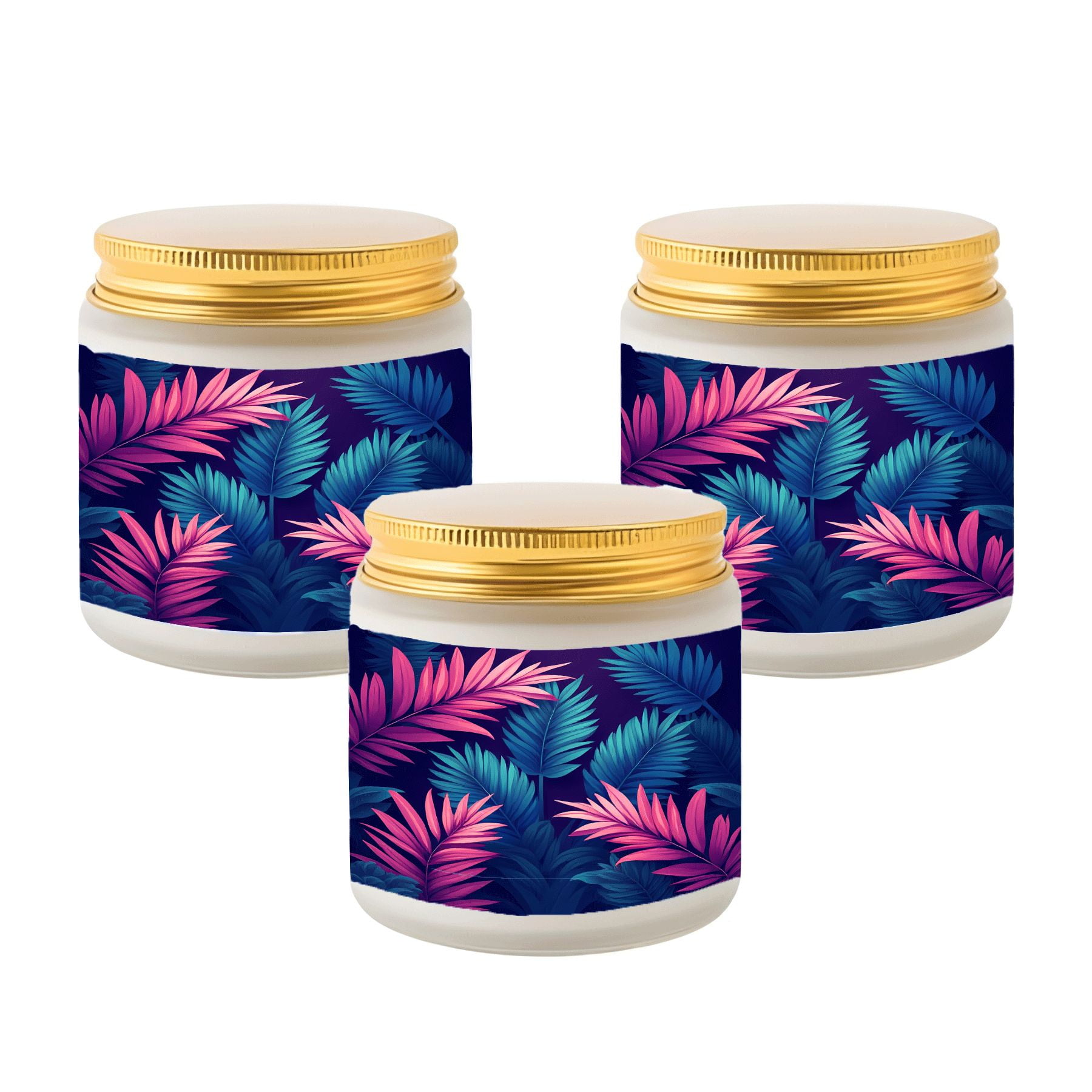 3 Pack Scented Soy Wax Candles with Vibrant Tropical Leaf Design ...