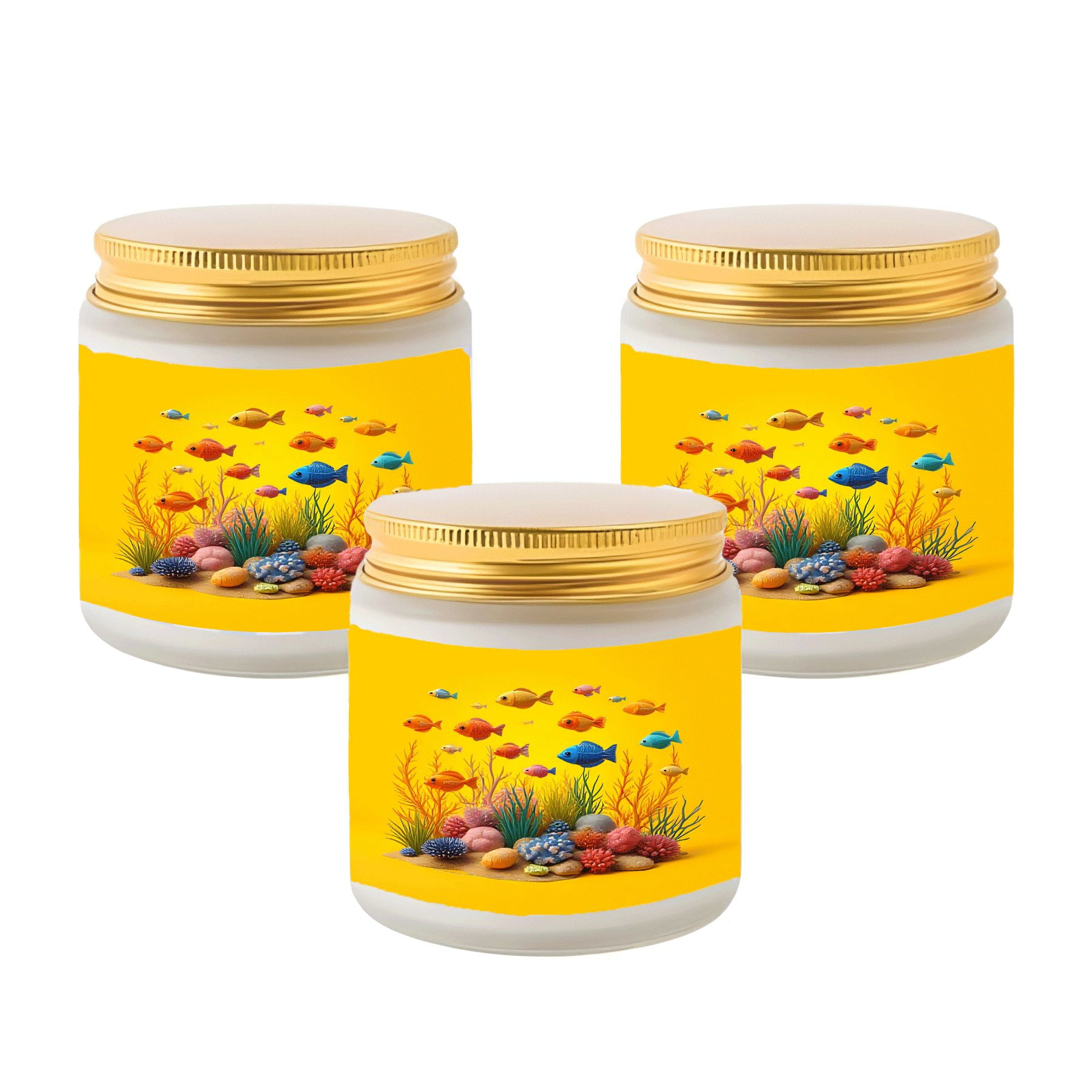 3 Pack Scented Soy Wax Candles with Vibrant Underwater Fish Design ...