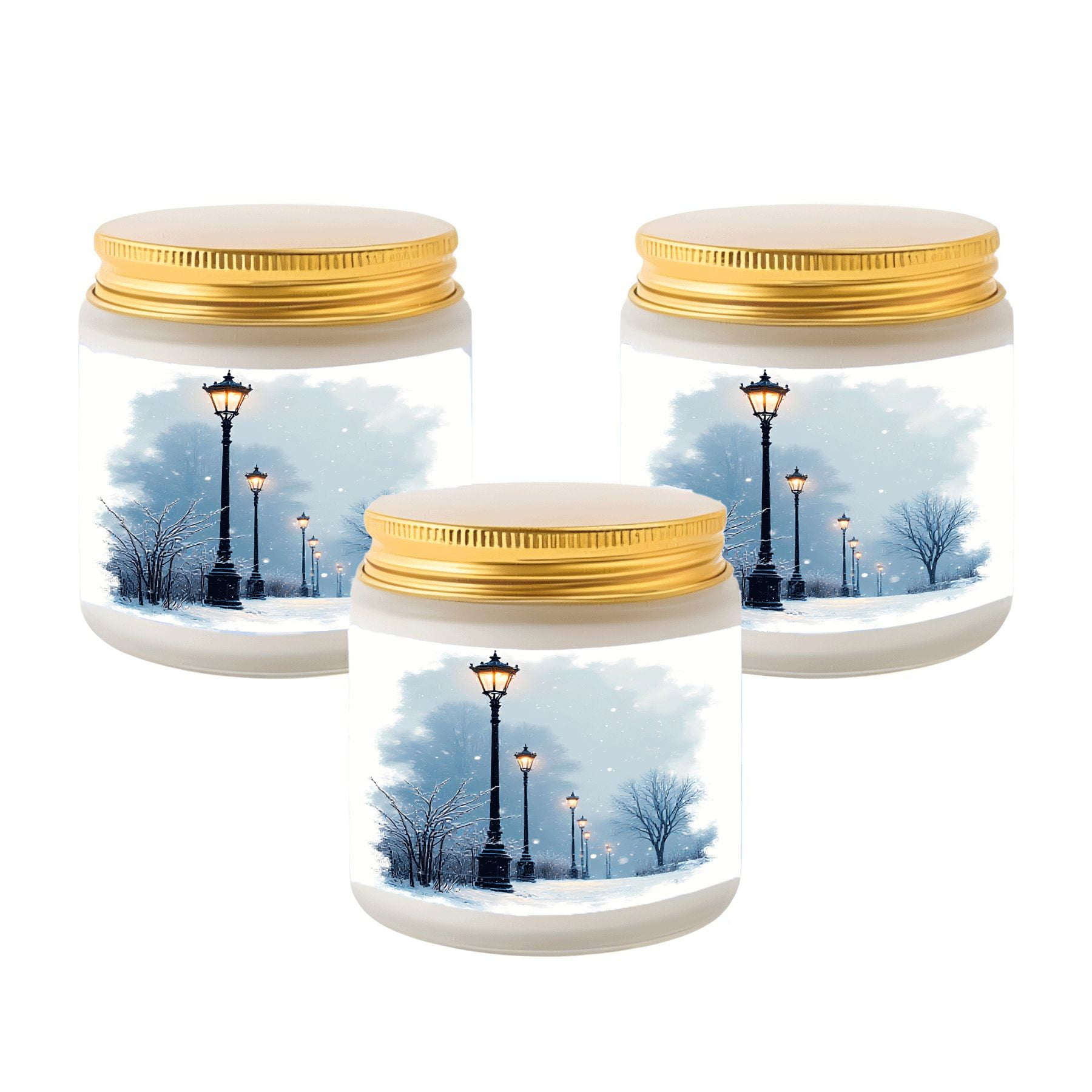 3 Pack Scented Soy Wax Candles with Winter Scene Design - Cozy Snowy ...