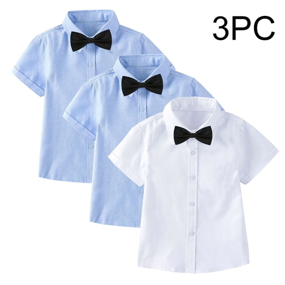 3 Pack School Uniform Set for Boys Short Sleeve Button Up Shirt with ...