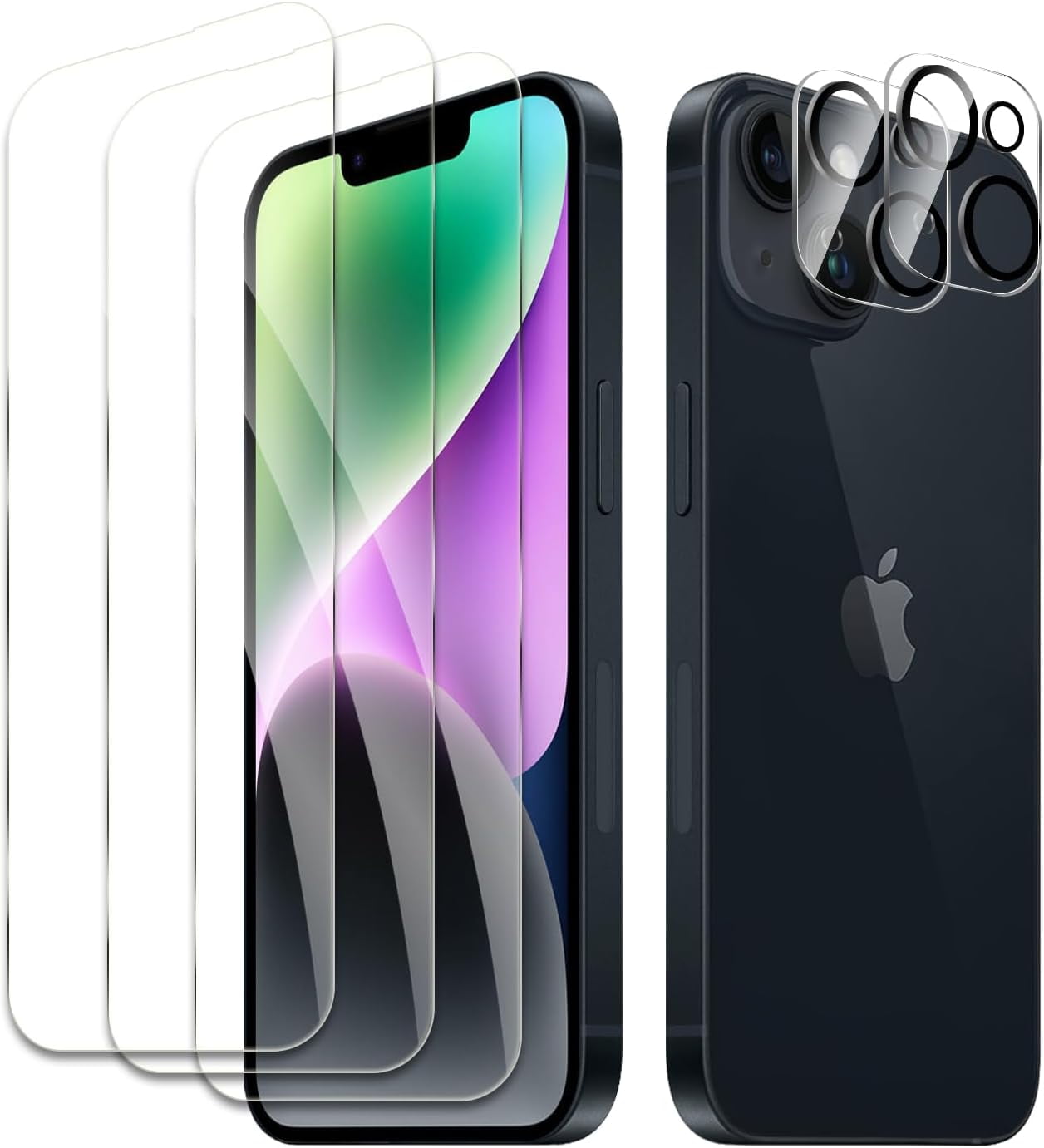 3 Pack Screen Protector for iPhone 14+2 Pack Camera Lens Protector ...