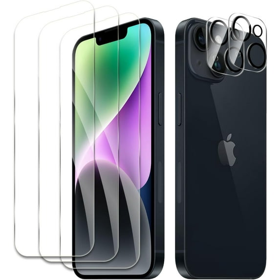 3 Pack Screen Protector for iPhone 14+2 Pack Camera Lens Protector ...