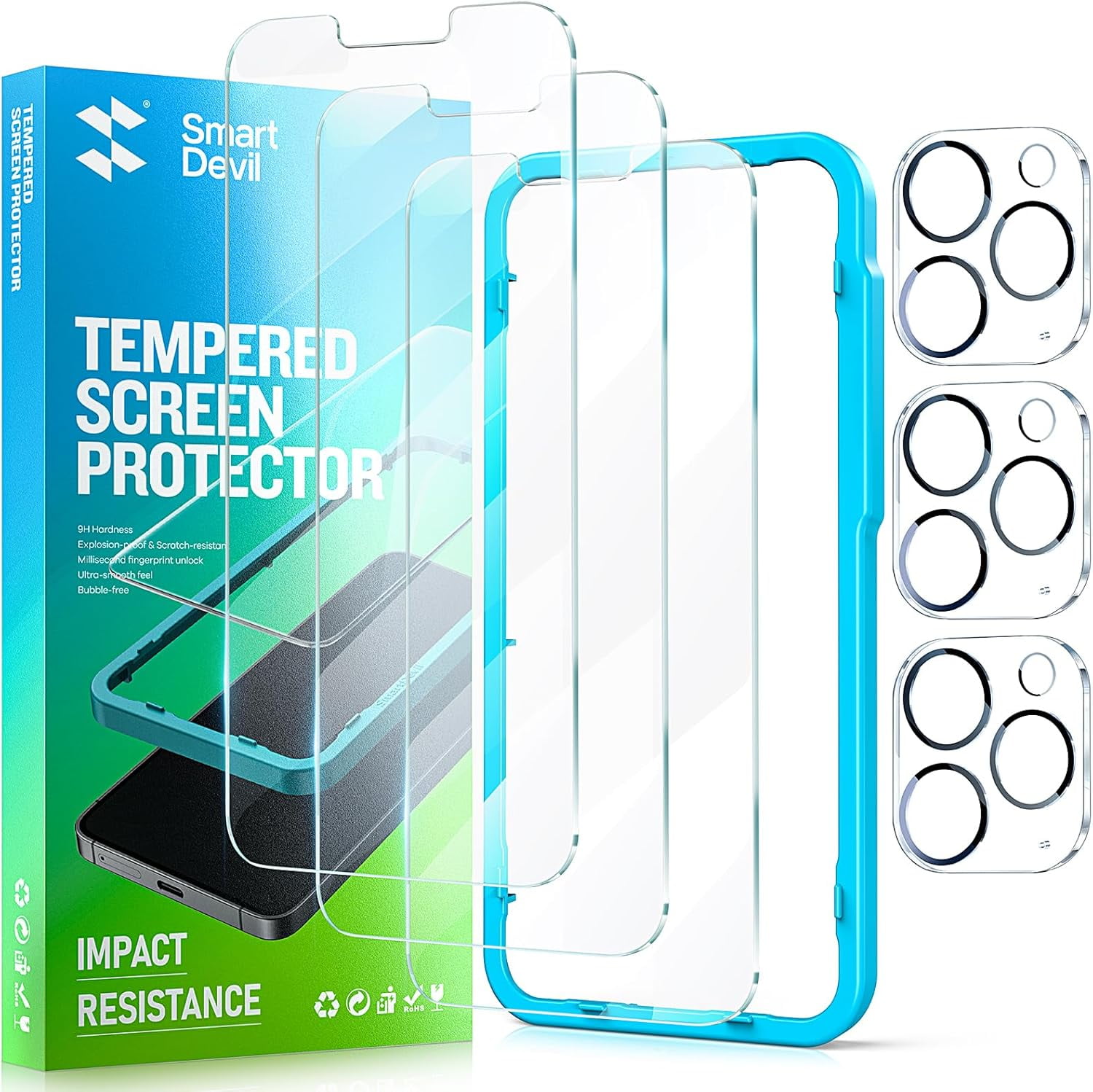 3 Pack Screen Protector for iPhone 14 Pro with 3-Pack Camera Lens ...