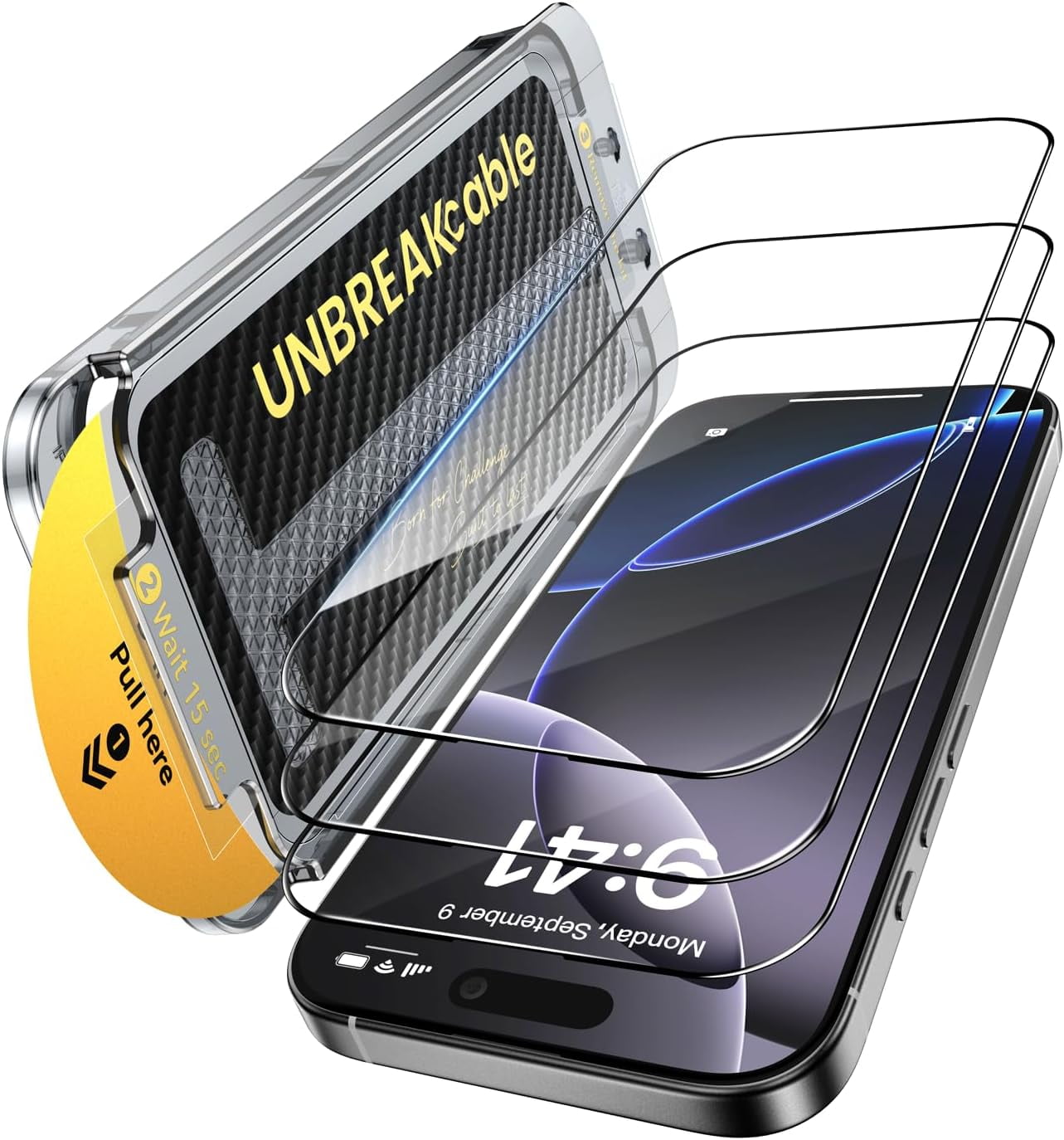 3-Pack Screen Protector for iPhone 16 Pro Tempered Glass - [One-Pull ...