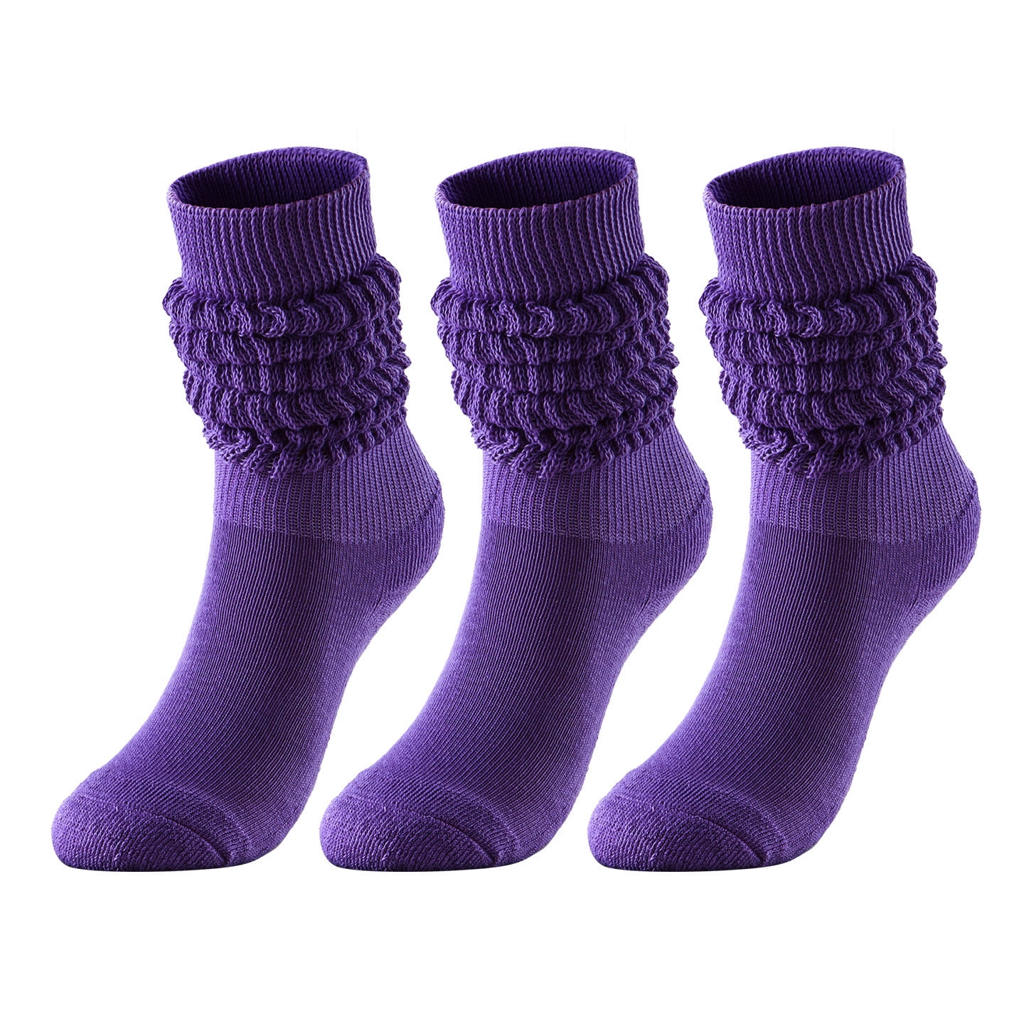3 Pack Scrunch Long Crew Socks for Women Soft Breathable Boot Socks ...