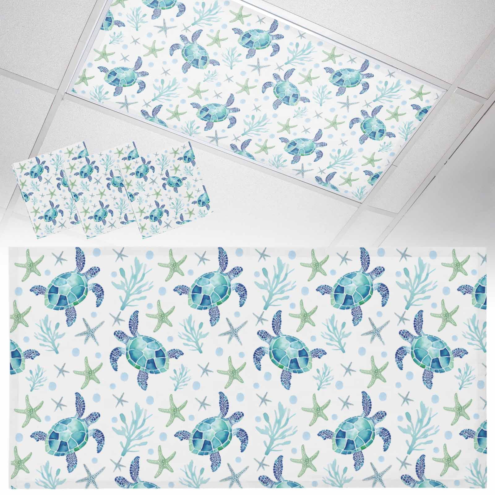 3 Pack Sea Turtle Fluorescent Light Covers for Ceiling Lights Ocean ...