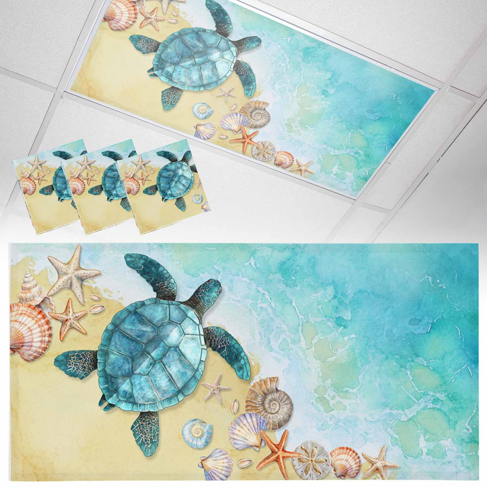 3 Pack Sea Turtle Fluorescent Light Covers for Ceiling Lights Summer ...