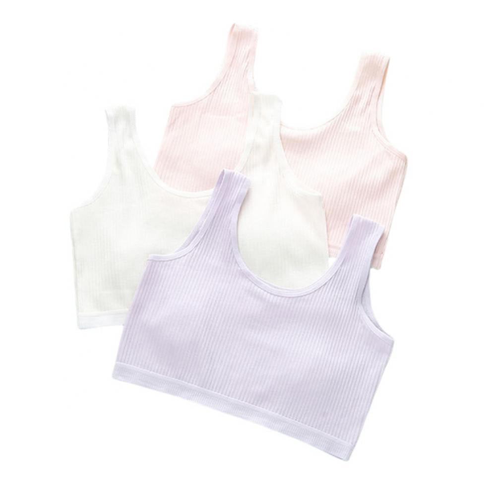 3 Pack Seamless Bra Girls Bra Comfort Solid Color Breathable Sports Bra ...