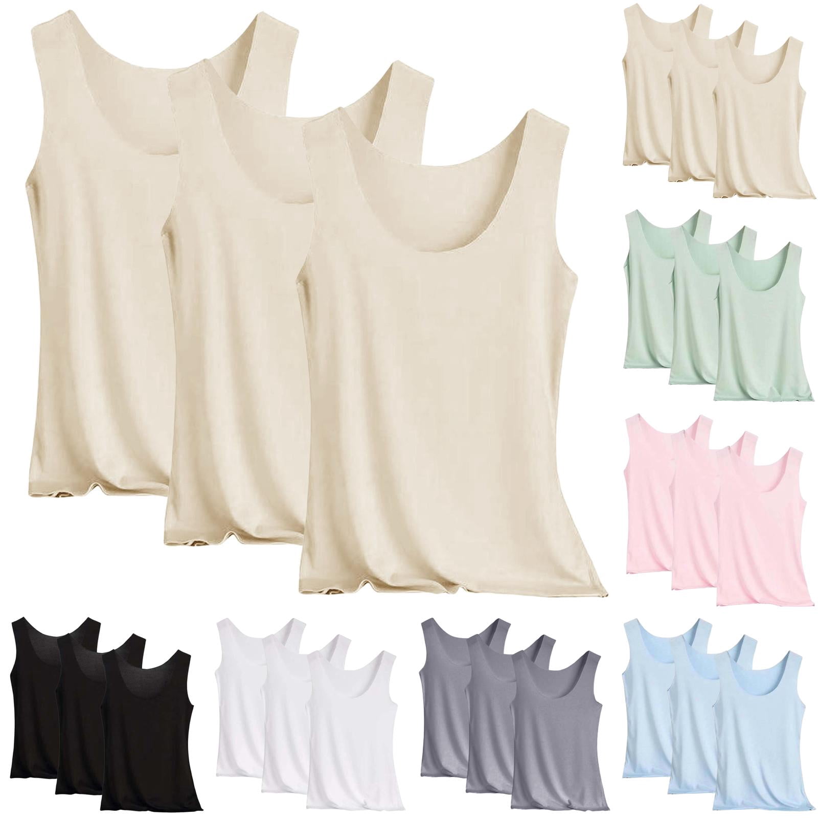 3-Pack Seamless Tank Tops for Women, Milk Silk Quick-Dry Stretchy ...