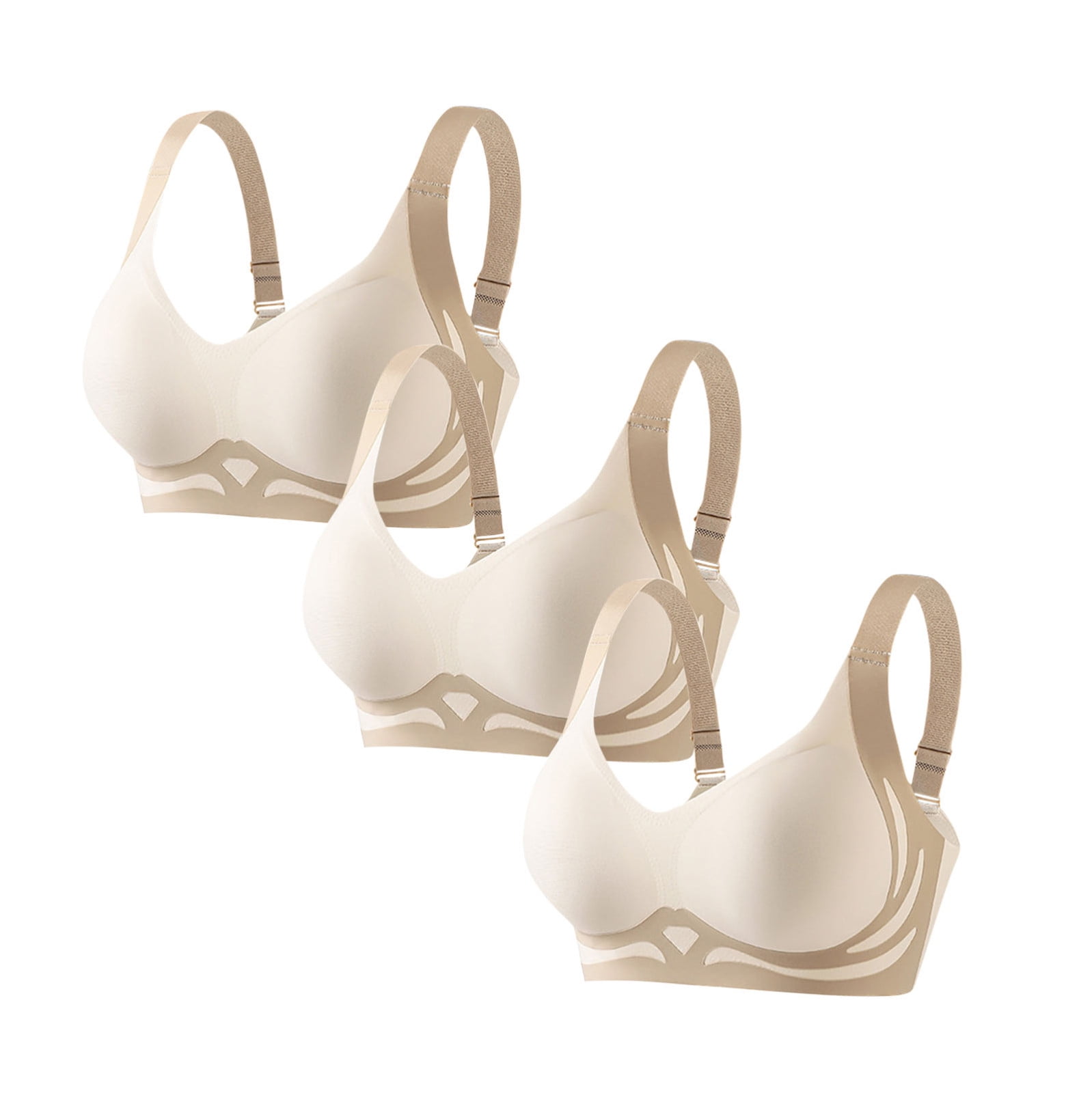 3 Pack Seamless Wireless Bras for Women, Lifting Gathering Bras Soft ...