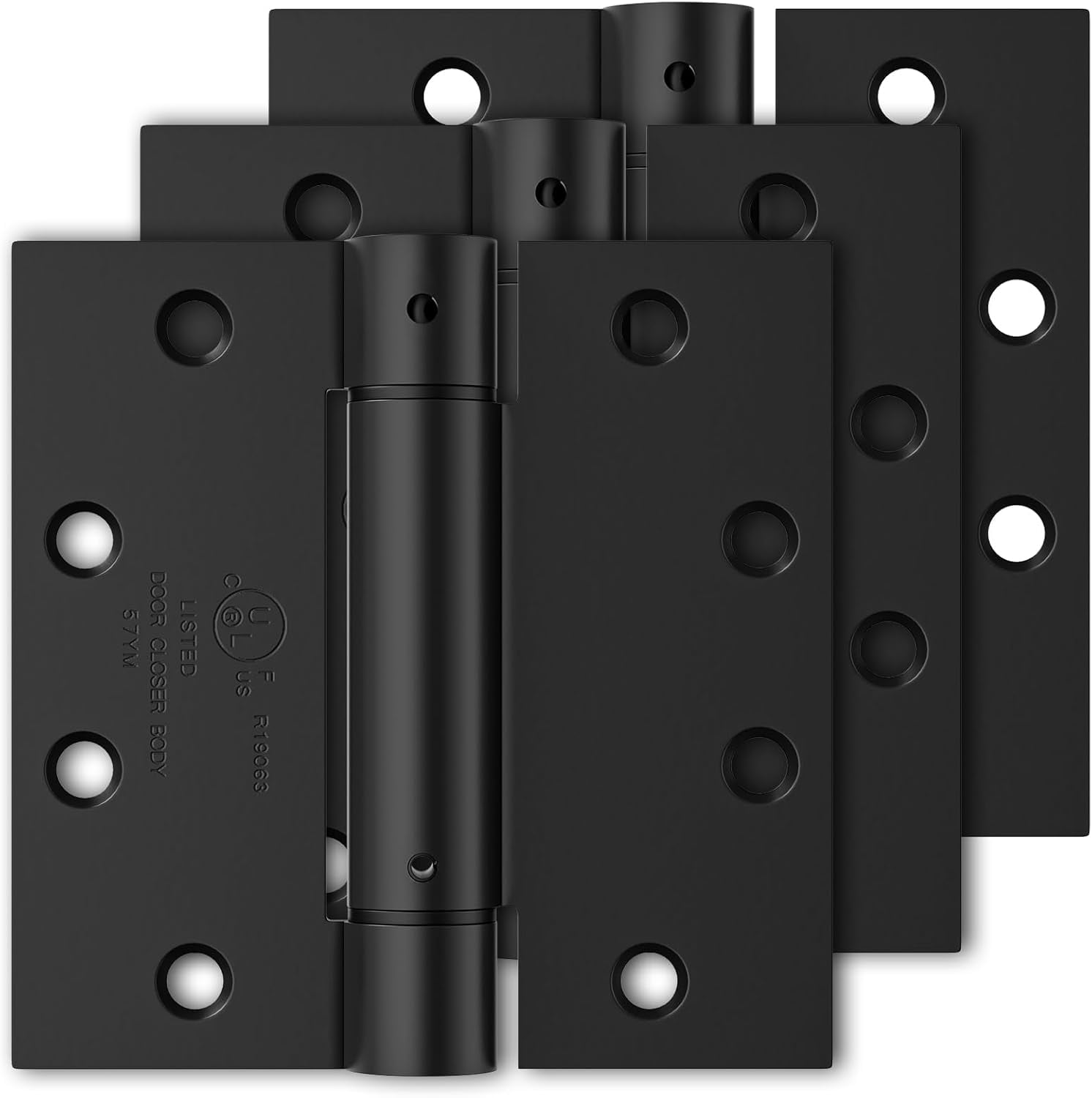 3 Pack Self Closing Door Hinges 4.5 Inch, Matte Black Spring Loaded ...