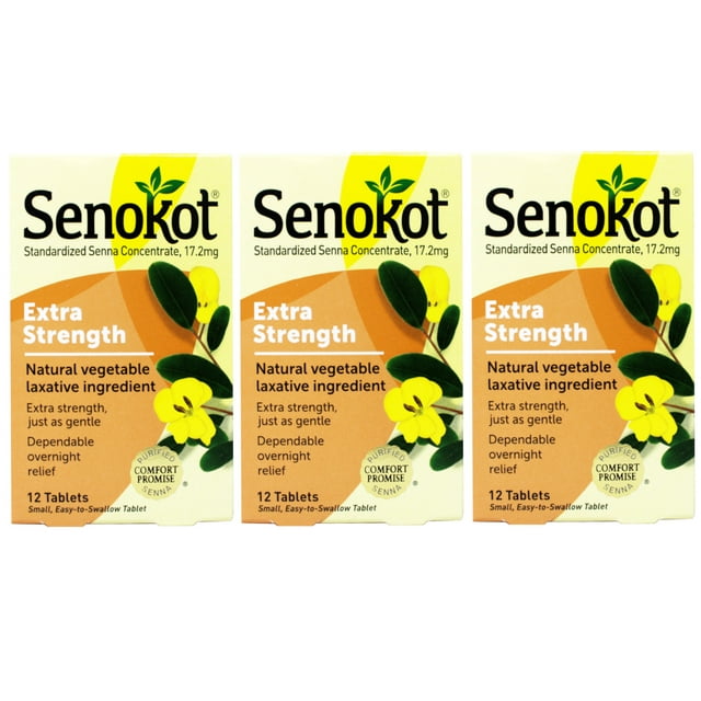 3 Pack - Senokot Extra Strength Natural Vegetable Ingredient Laxative ...