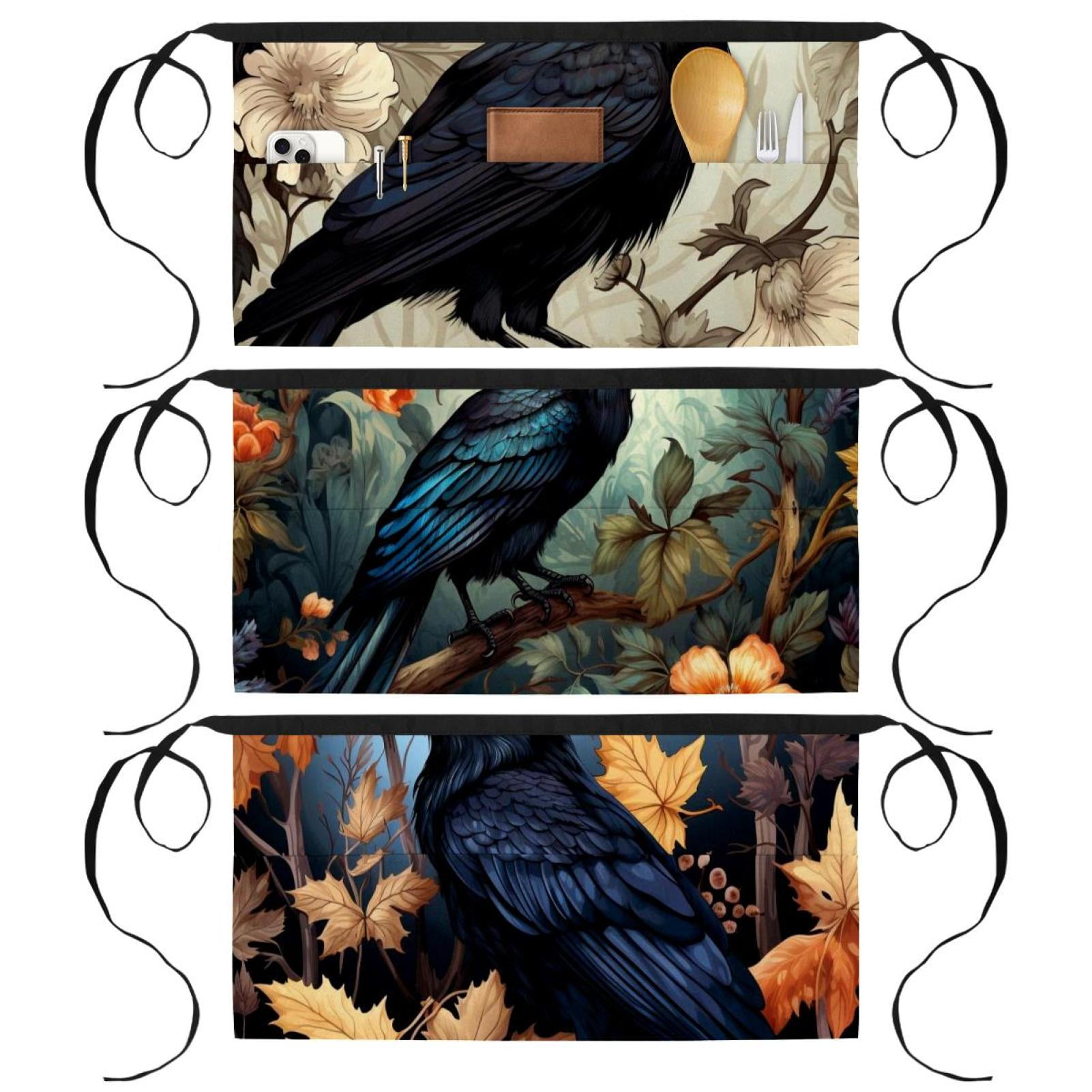 3 Pack Server Apron with 3 Pockets - Crow Unisex Short/Half Waiter ...