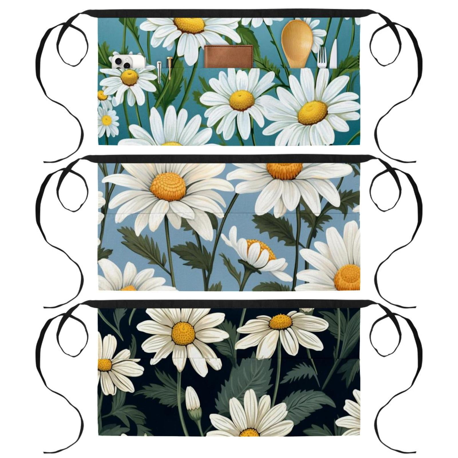 3 Pack Server Aprons with 3 Pockets, Daisy Waitress Waiter Apron ...
