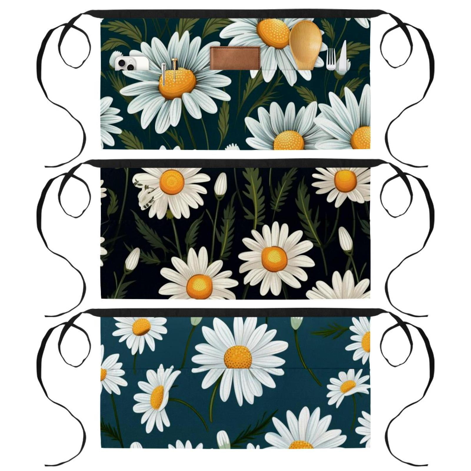 3 Pack Server Aprons with 3 Pockets, Daisy Waitress Waiter Apron ...