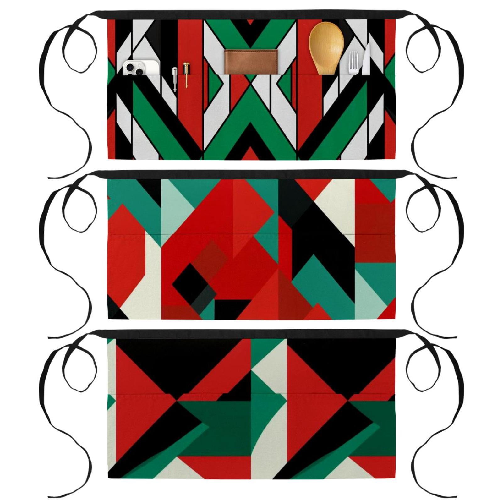 3 Pack Server Aprons with 3 Pockets, Palestine Waitress Waiter Apron ...