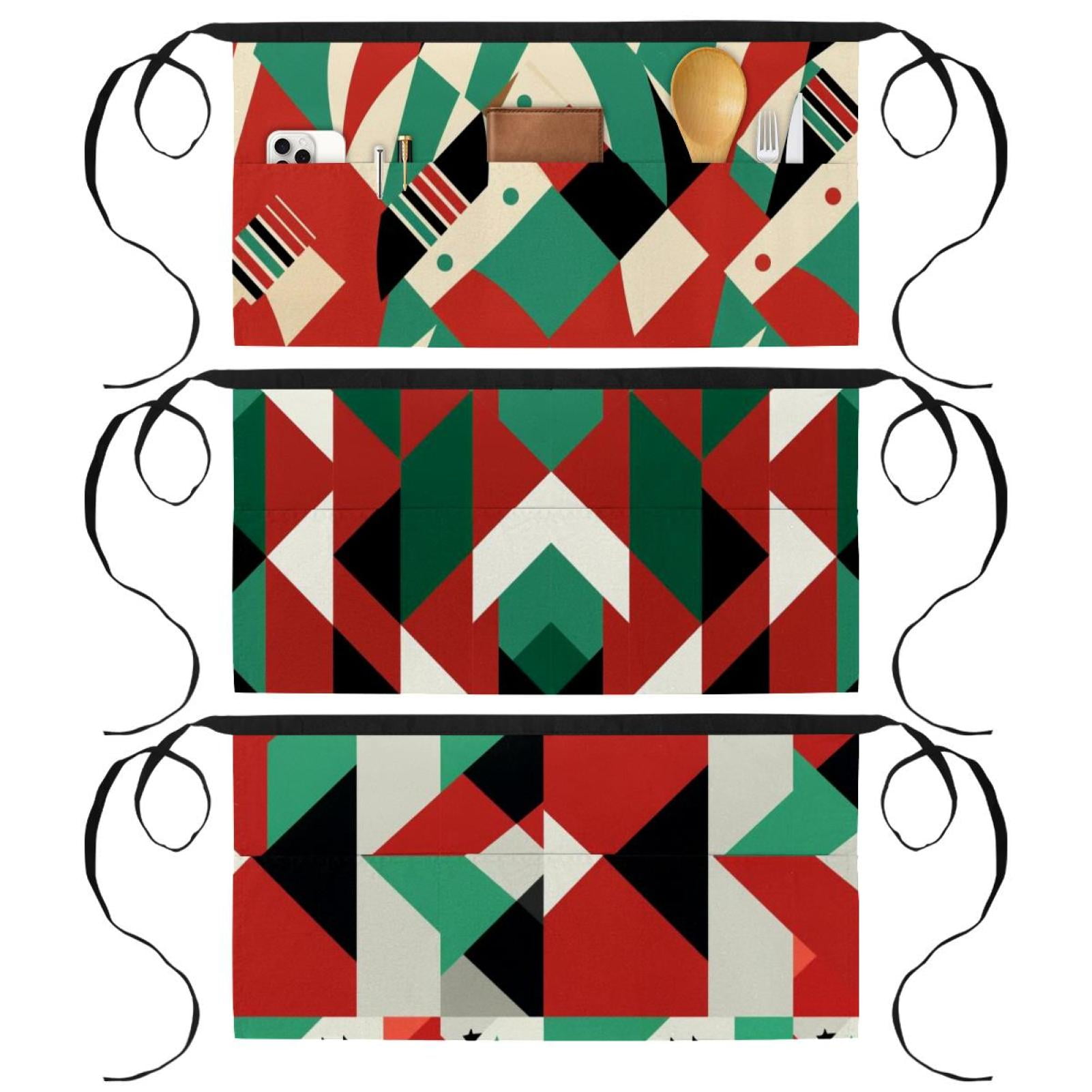 3 Pack Server Aprons with 3 Pockets, Palestine Waitress Waiter Apron ...
