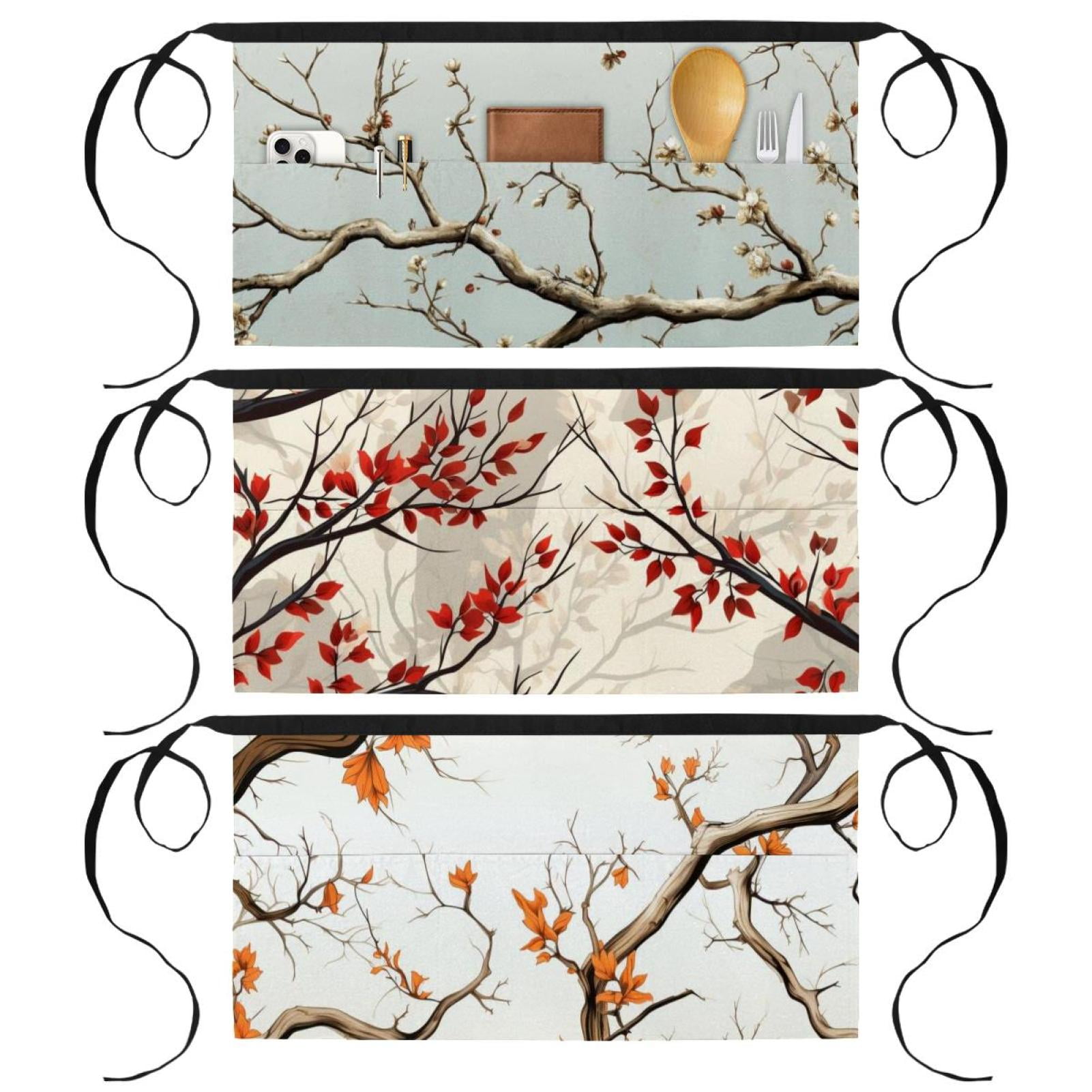 3 Pack Server Aprons with 3 Pockets, Tree Waitress Waiter Apron ...