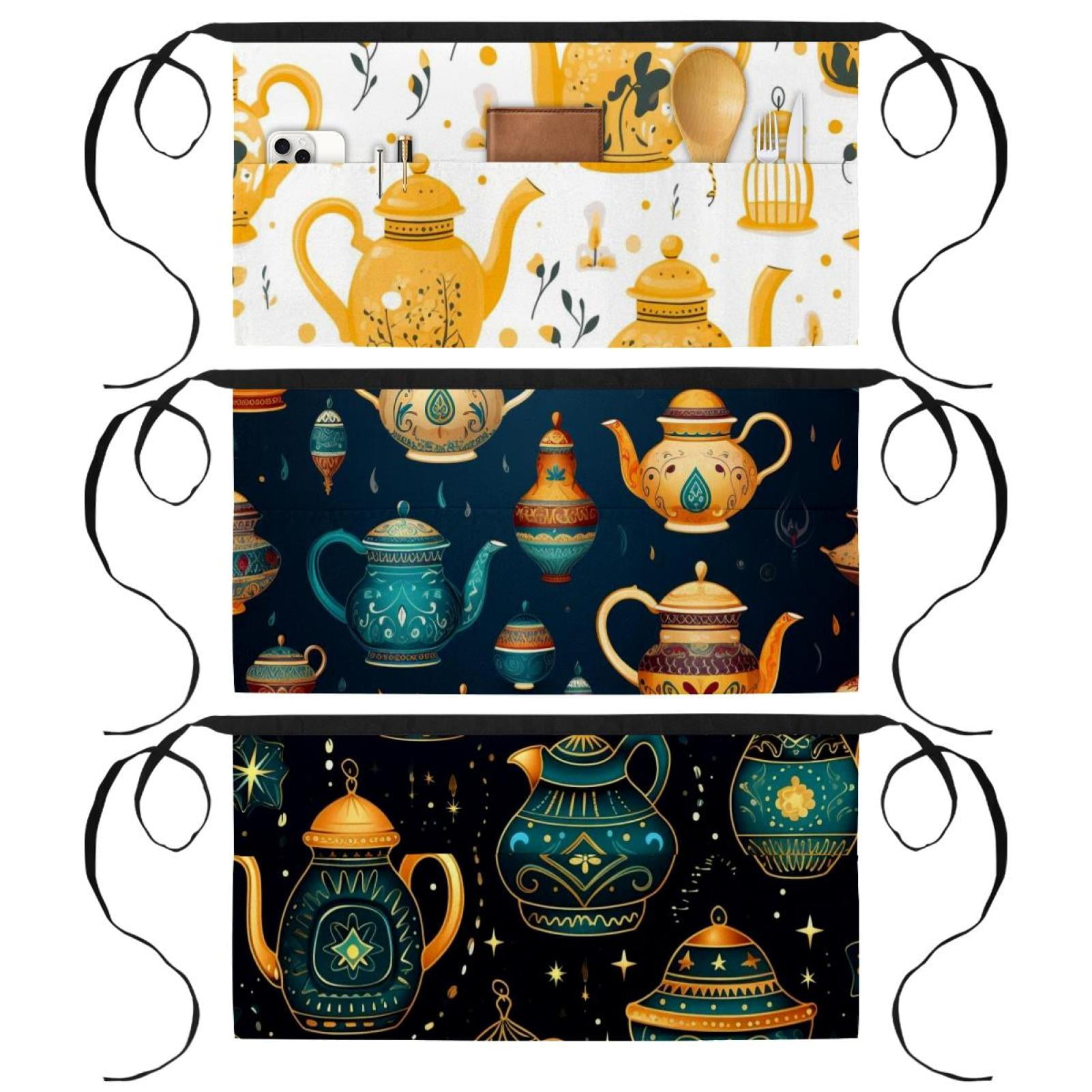 3 Pack Server Aprons with 3 Pockets, Waitress Waiter Waist Apron ...