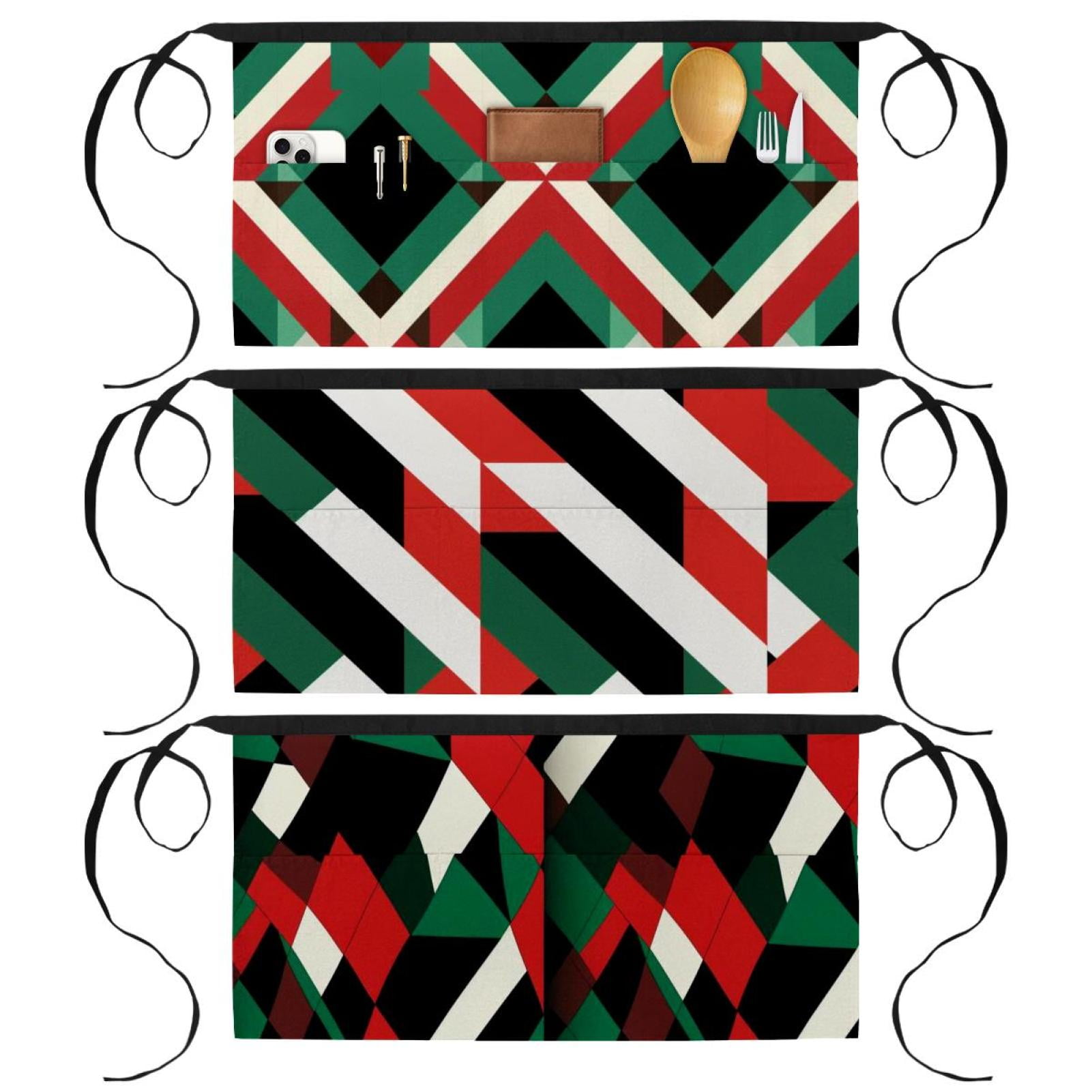 3 Pack Server Aprons with 3 Pockets, Waitress Waiter Waist Apron ...